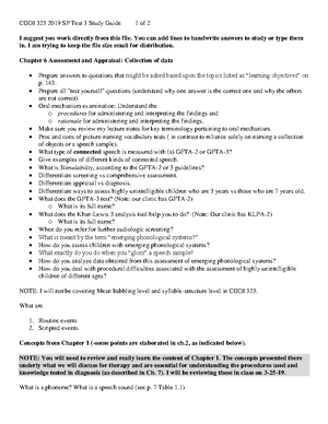 Study Guide Test 2 - Summary Articulation and Phonological Disorders ...