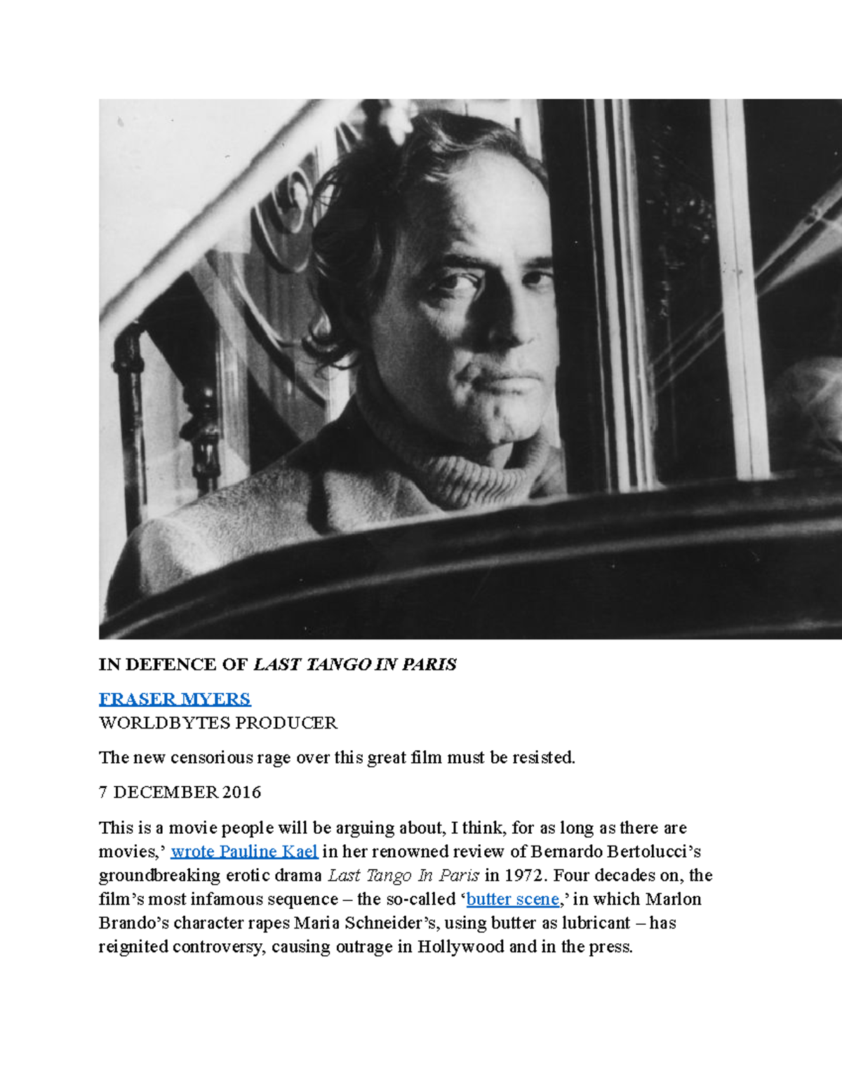 Last Tango - In Defence of - IN DEFENCE OF LAST TANGO IN PARIS FRASER ...