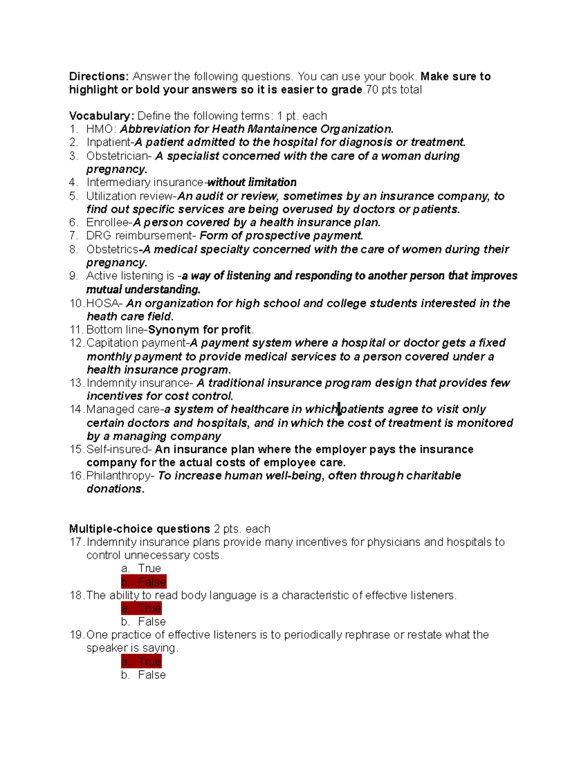 Endiya Benford - 16-17 Code Blue Questions - Directions: Answer the ...