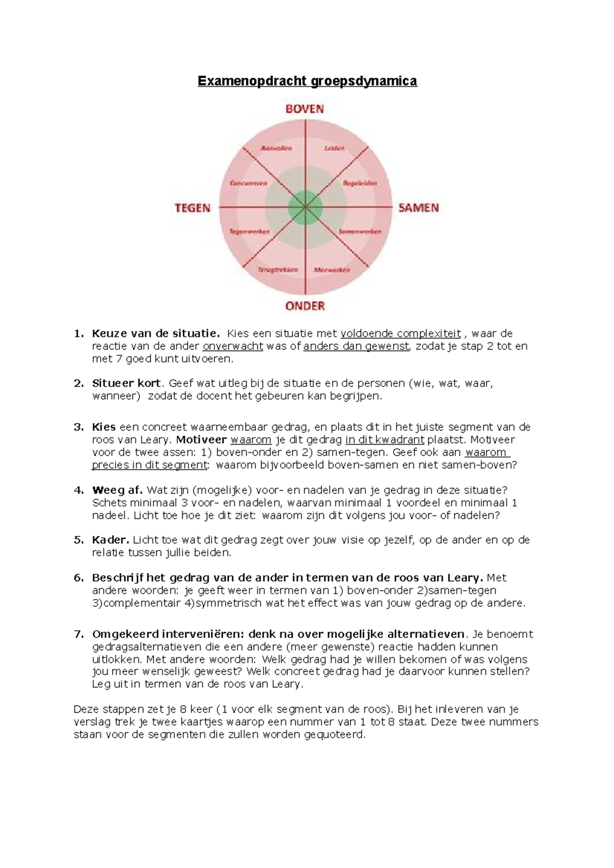 Individuele examenopdracht groepsdynamica roos van Leary - Examenopdracht groepsdynamica Keuze ...