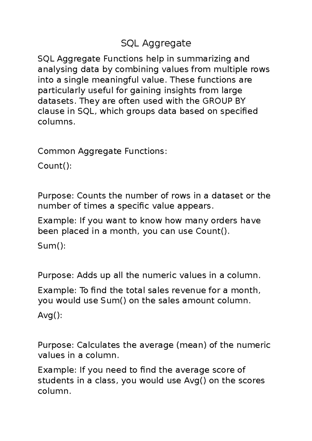 Sql Aggregate 1 Introduction To Sql Sql Structured Query Language A Standard Programming 1575