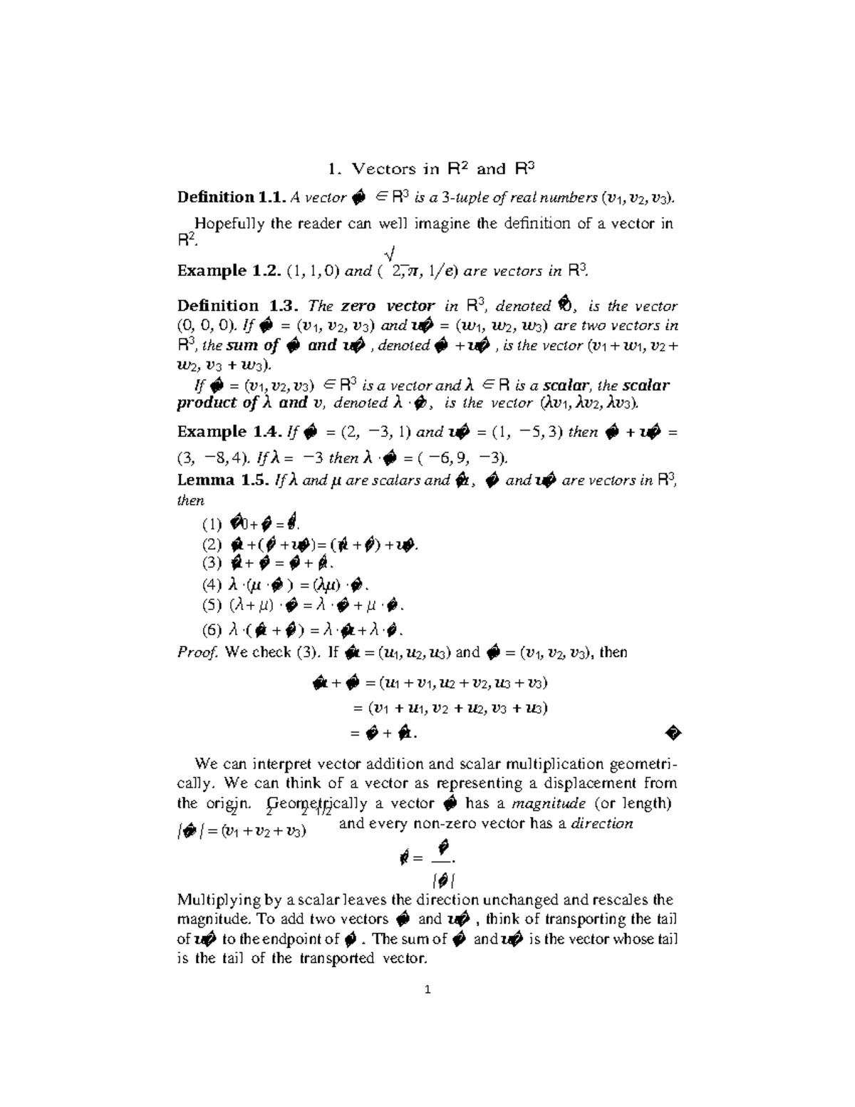 Vectors in R2 and R3 - Vectors in R 2 and R 3 Definition 1. A vector v ...