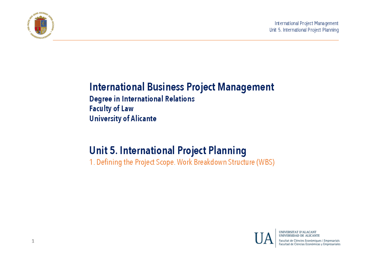 DPI UNIT 5 Theory(1) Scope - Unit 5. International Project Planning ...
