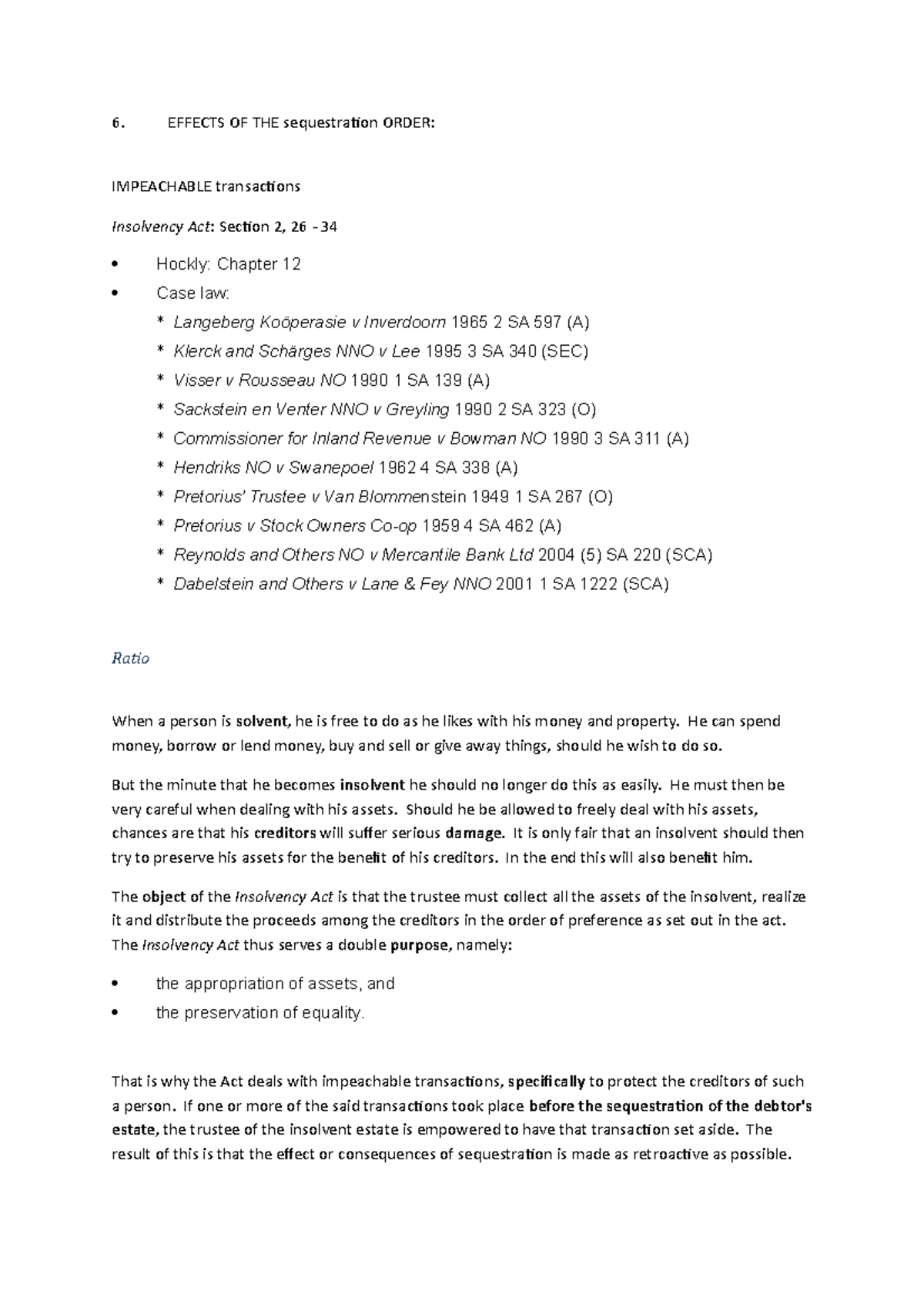 Study Unit 6 - 6. EFFECTS OF THE sequestration ORDER: IMPEACHABLE ...