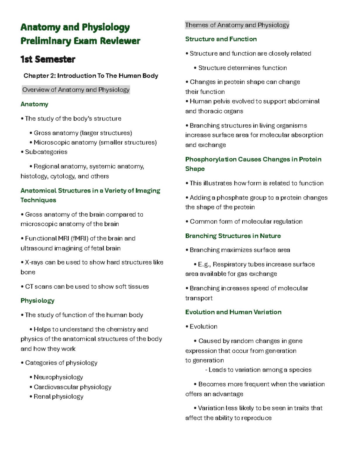 Anaphy-Prelims-Reviewer - Anatomy and Physiology Preliminary Exam ...