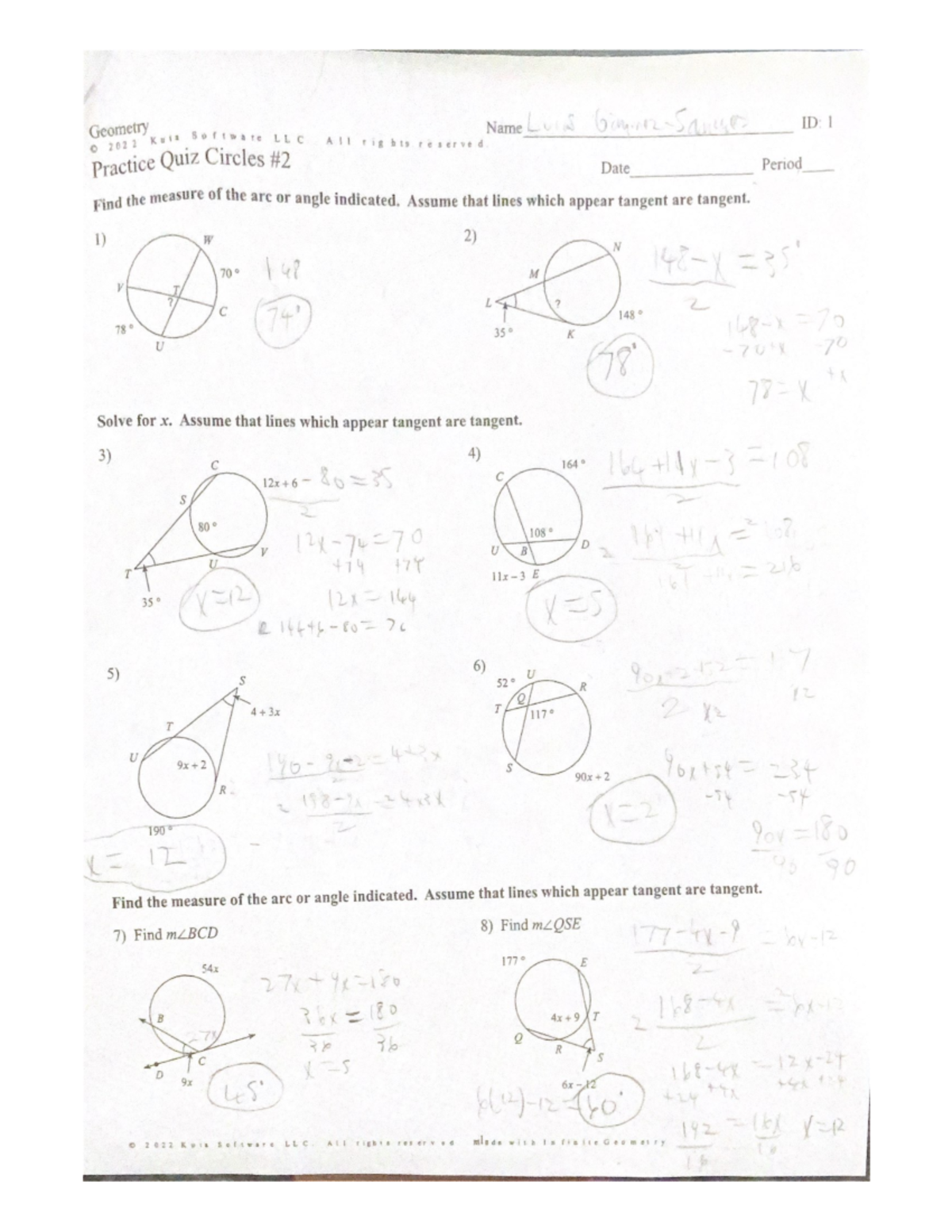 Practice Quiz Circles #2 - Studocu