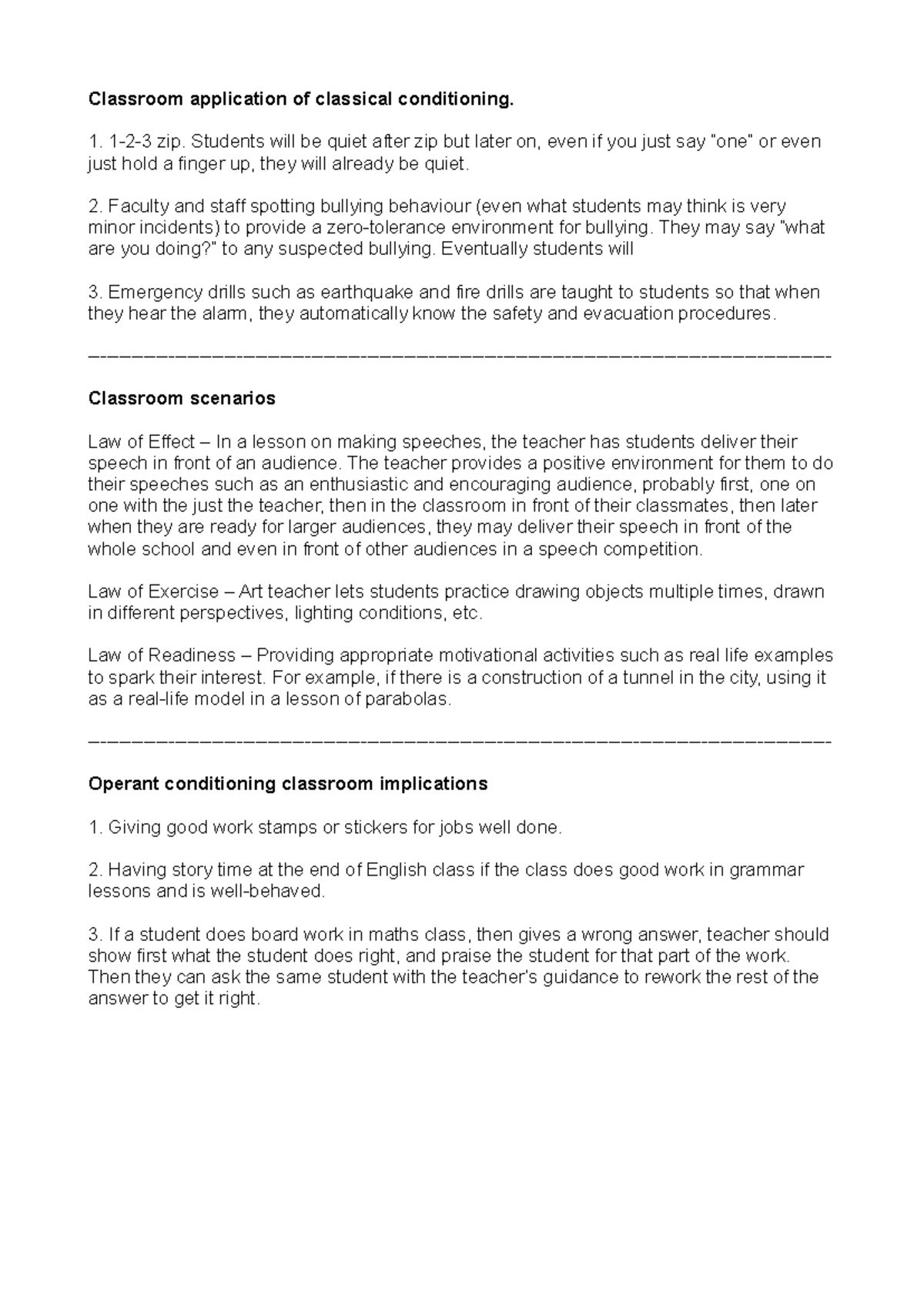 Activities - Classroom application of classical conditioning. 1-2-3 zip ...
