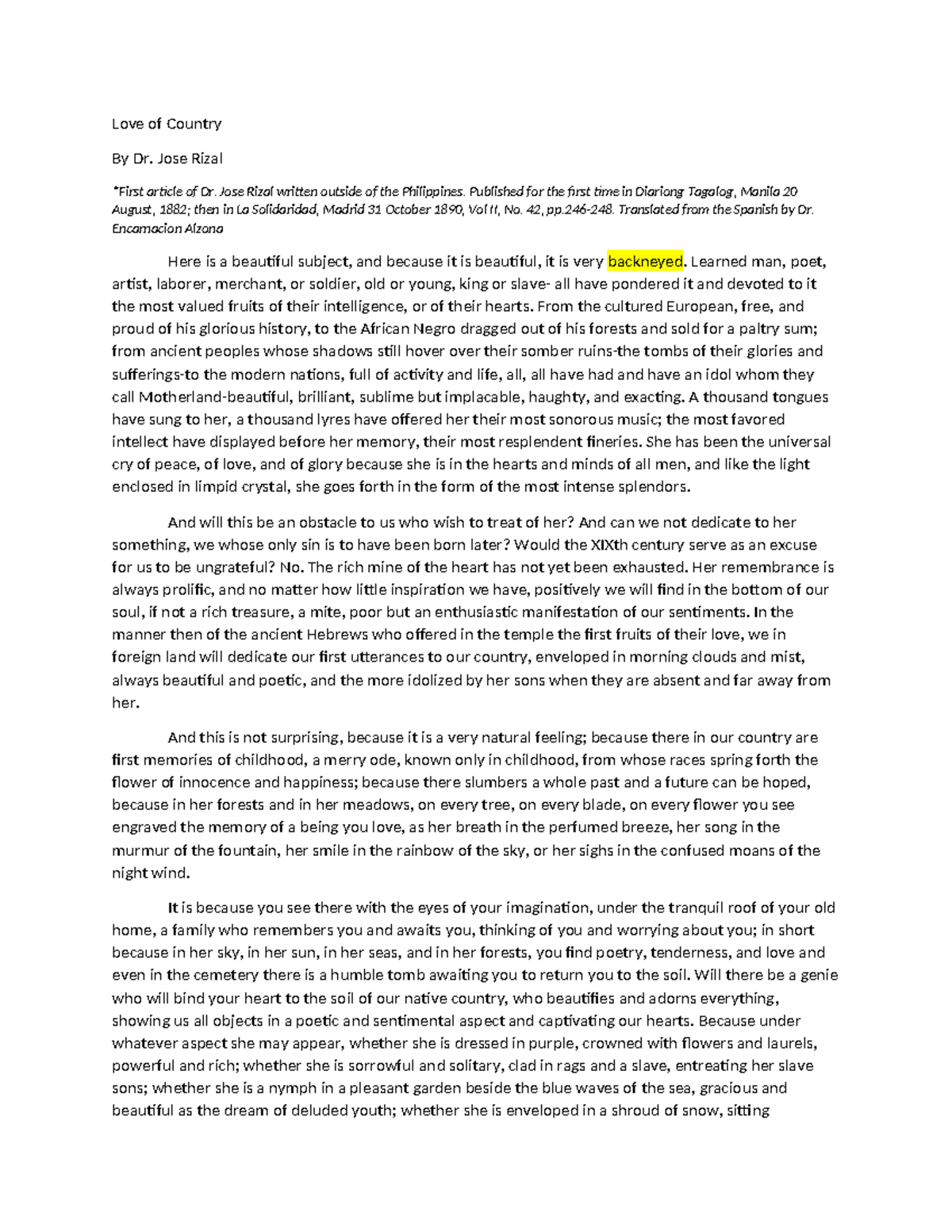 403734515 Love of Country El Amor Patrio English - Love of Country By ...