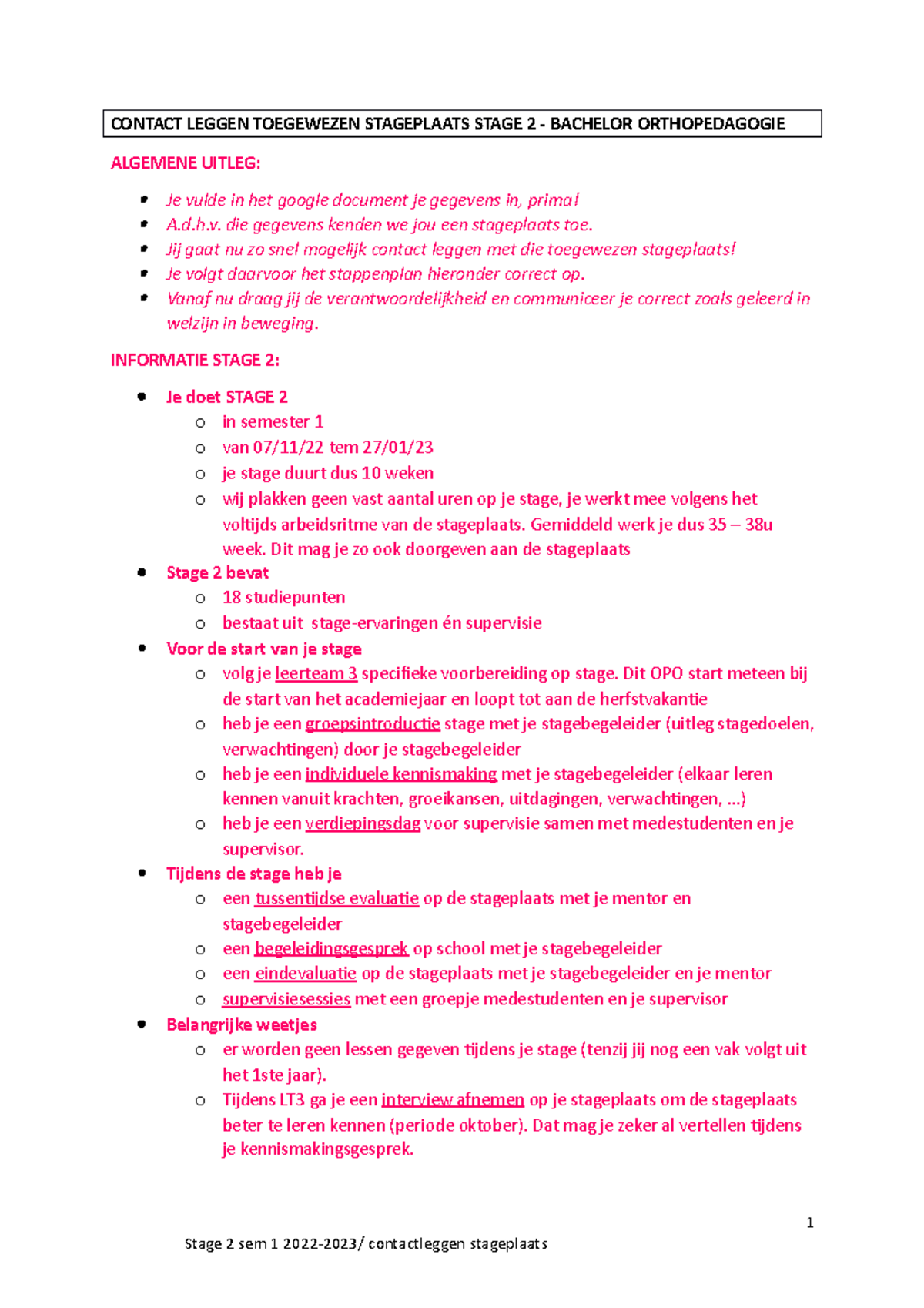 Stage 2 stappenplan contact leggen stageplaats - CONTACT LEGGEN ...