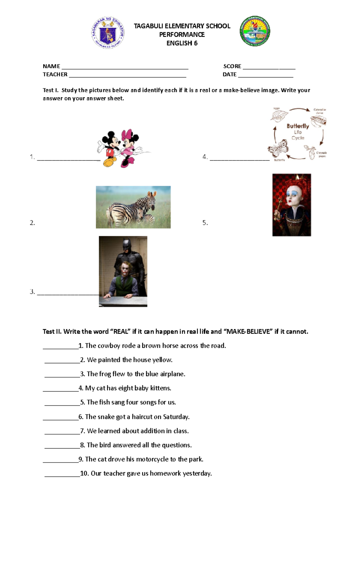 Performance Task English 6 Q1 - TAGABULI ELEMENTARY SCHOOLPERFORMANCE ...