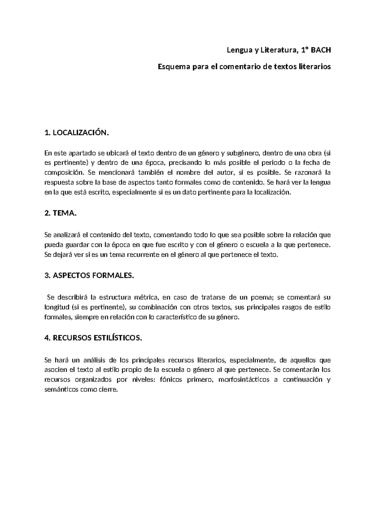 Guía para el comentario de textos litera - Lengua y Literatura, 1º BACH ...