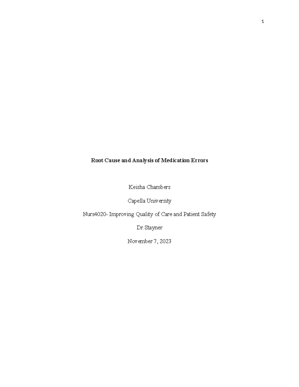 Root Cause and Analysis of Medication Errors - This paper summarizes ...