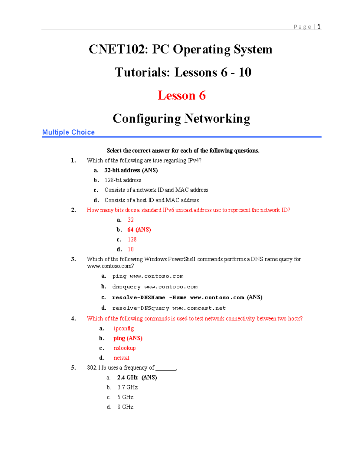 Chapter 6-10 answers FOR TEST - CNET102: PC Operating System Tutorials ...
