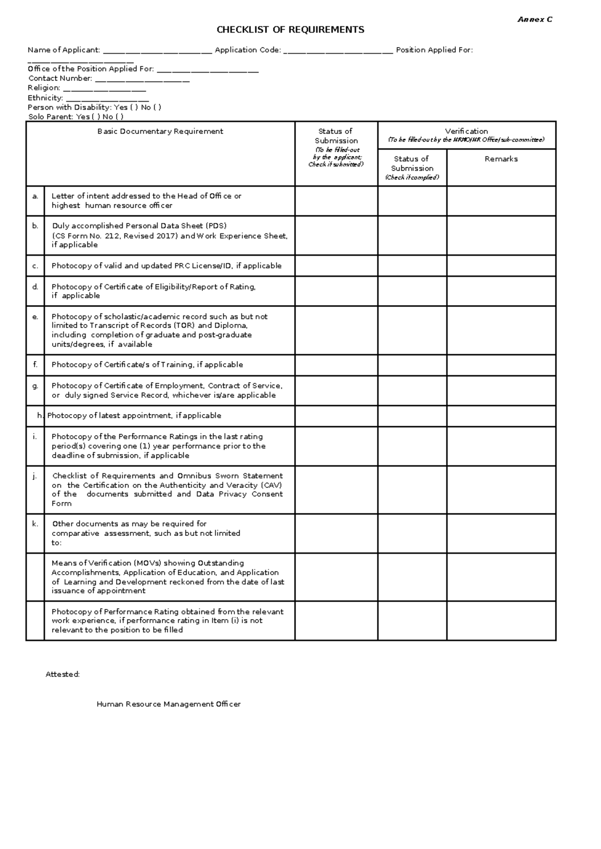 Annex-C Checklist-of-Requirements-and-Omnibus-Sworn-Statement - Annex C ...