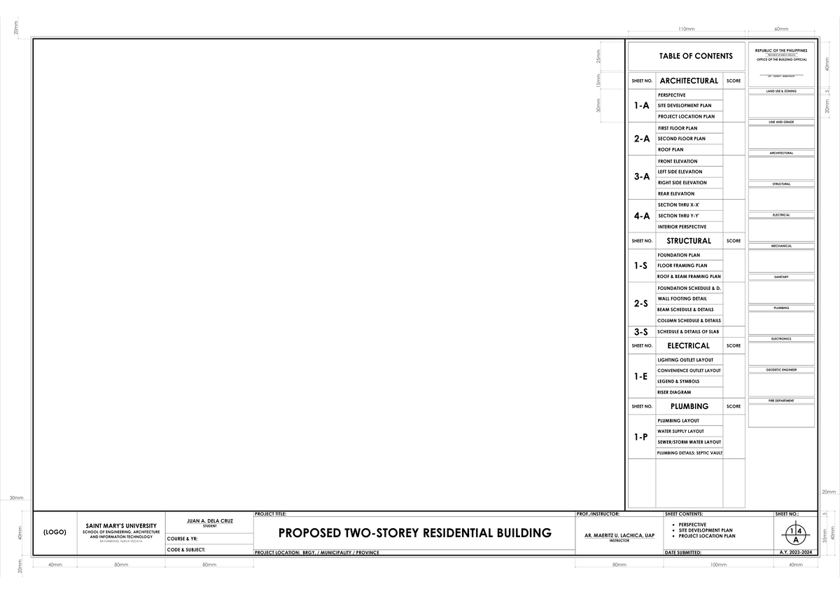 Page-1-format - Floor Plan House - PROJECT TITLE: LAND USE & ZONING ...