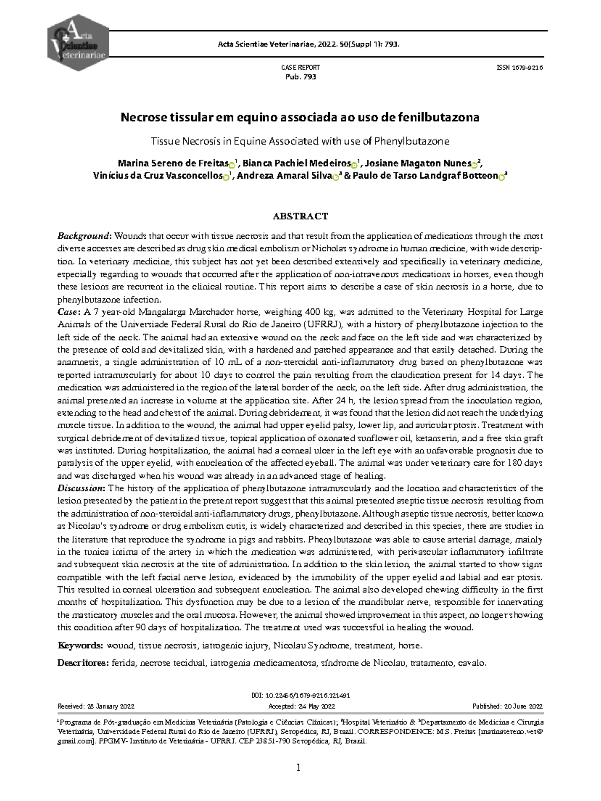 2023411 172638 Fenilbutazona EM Equinos - ISSN 1679- CASE REPORT Pub ...