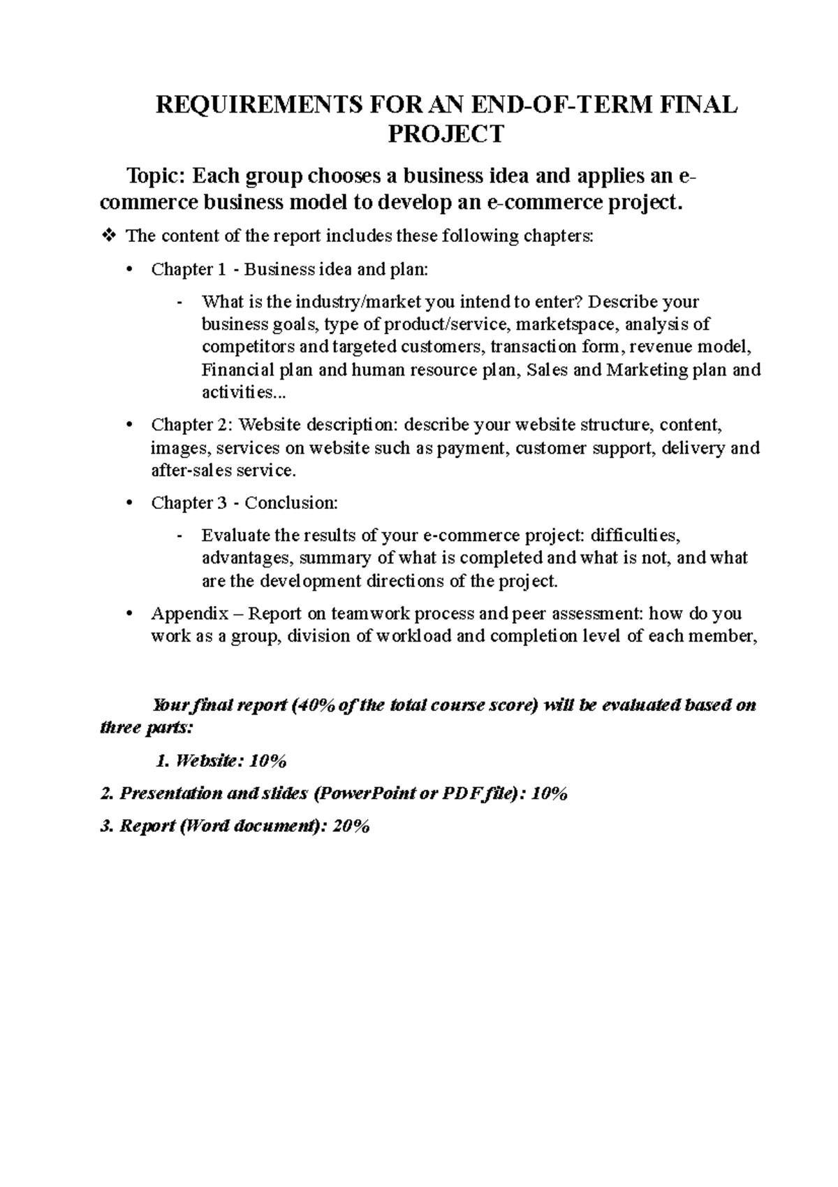 Final project requirements - REQUIREMENTS FOR AN END-OF-TERM FINAL ...