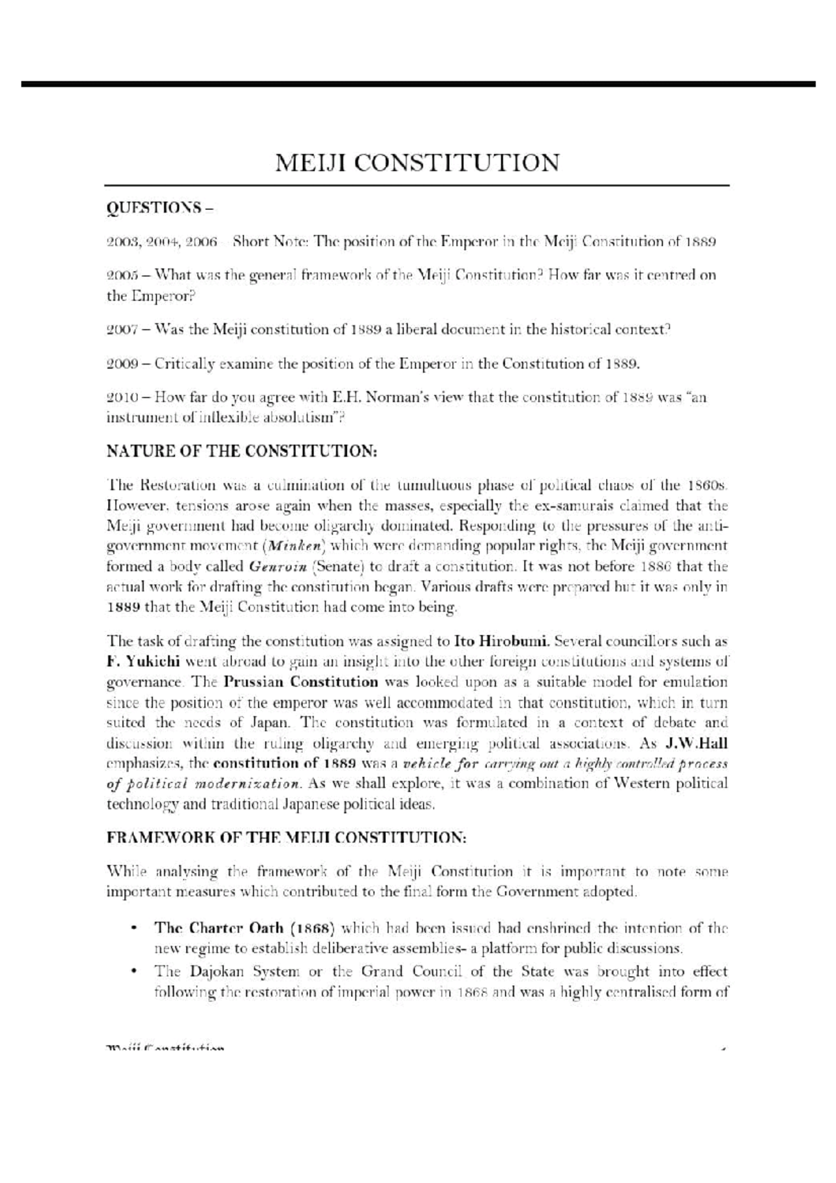 Meiji constitution - Ba Honours History - Studocu