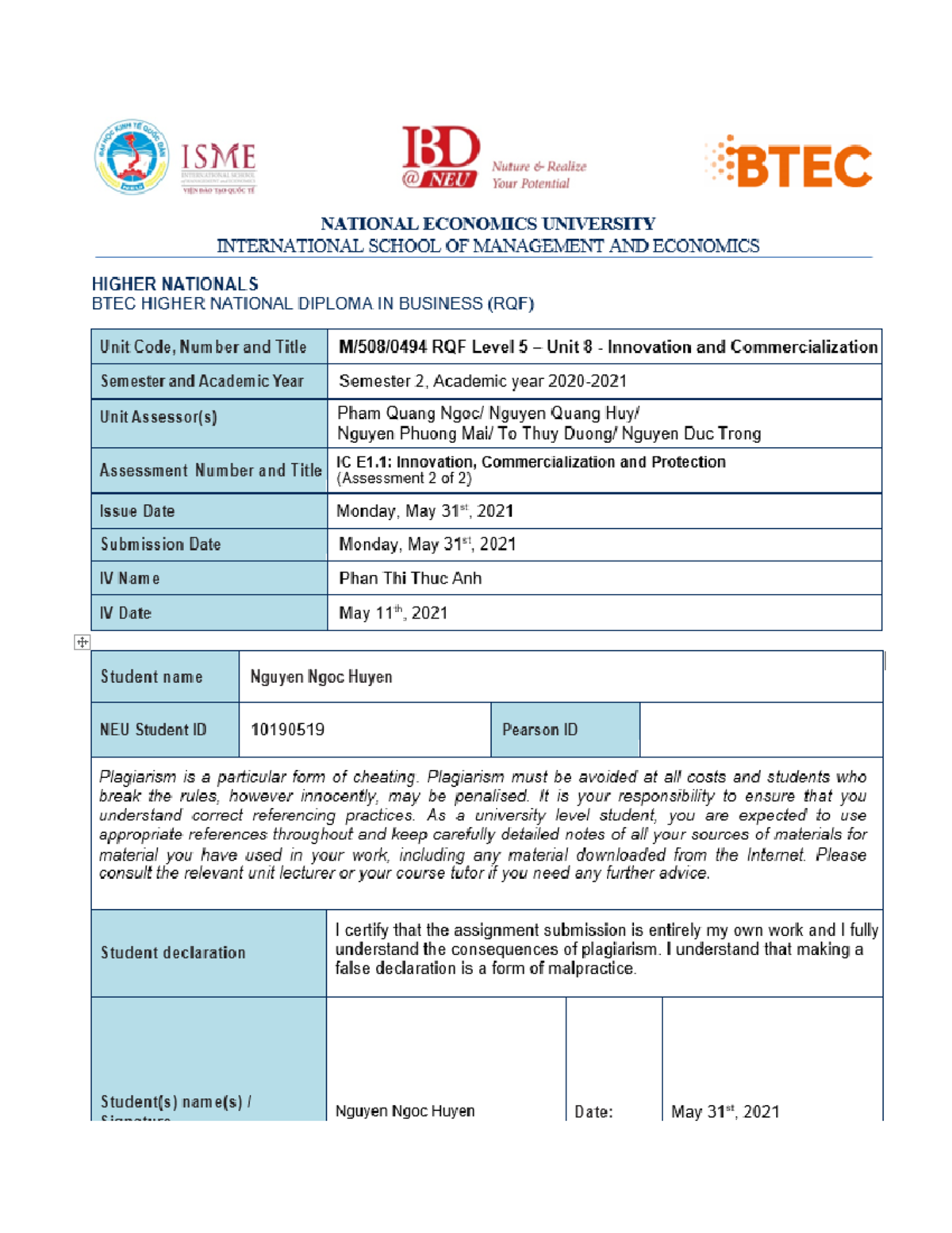 10190519 IC E1 - ic exam - Scenario 1: Vinfast Commercial funnels are ...