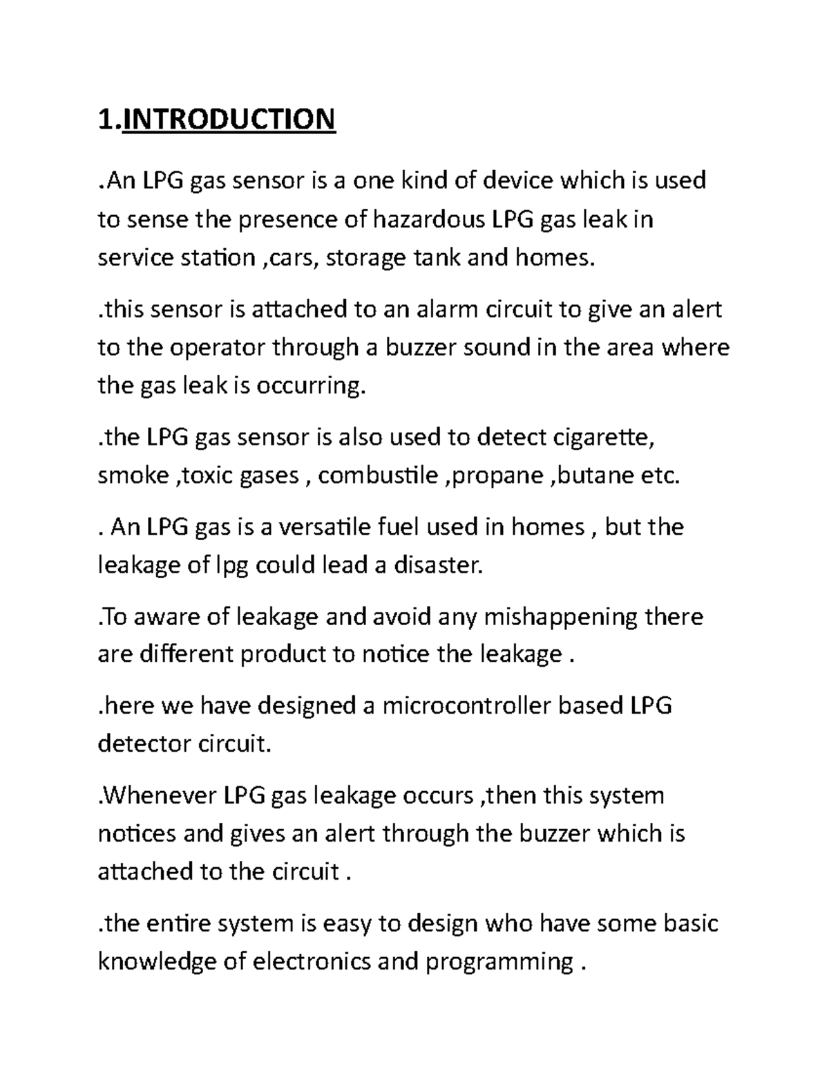Ayushi - Project file - 1 .An LPG gas sensor is a one kind of device ...