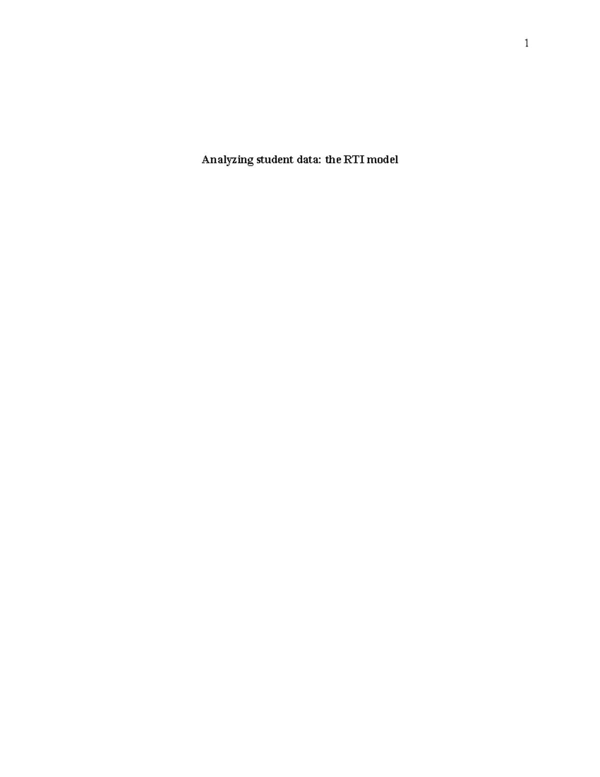 Analyzing student data the RTI model - Analyzing student data: the RTI ...