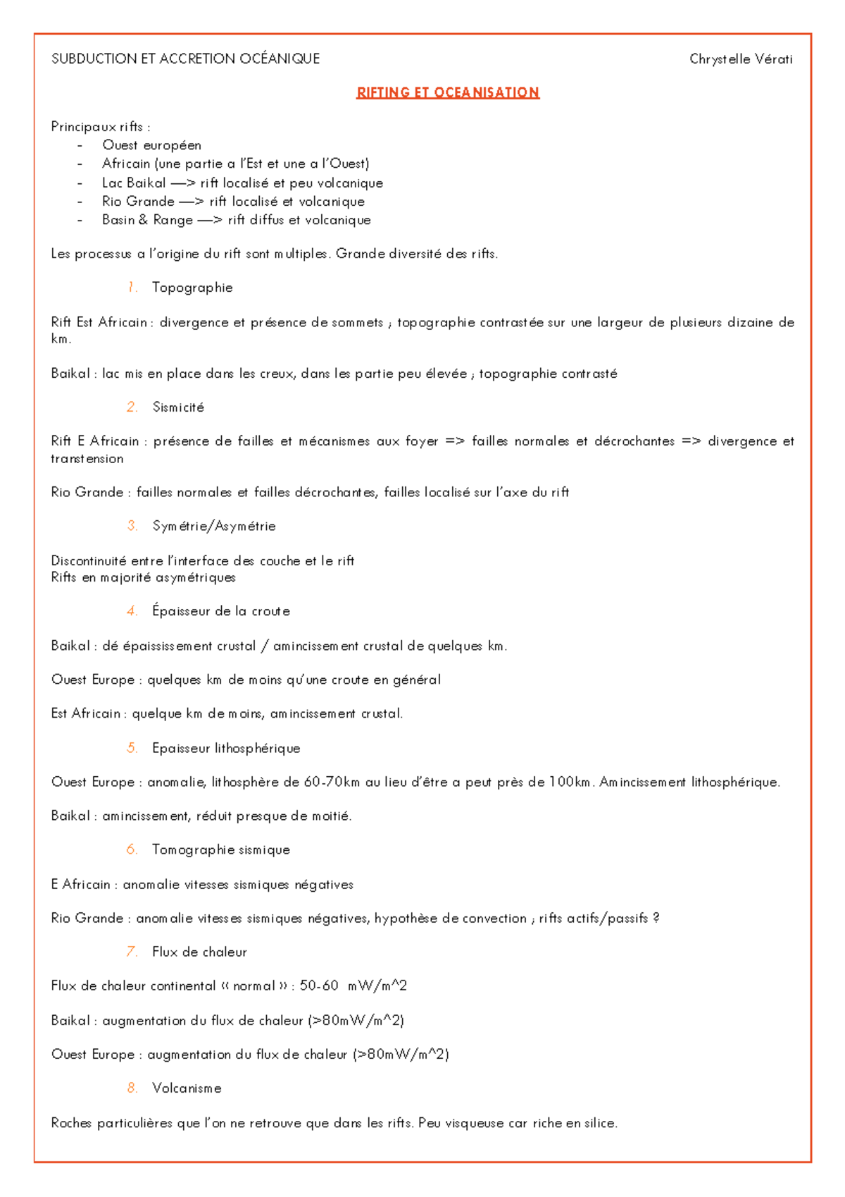 (1) Rifting ET Oceanisation - SUBDUCTION ET ACCRETION OCÉANIQUE ...
