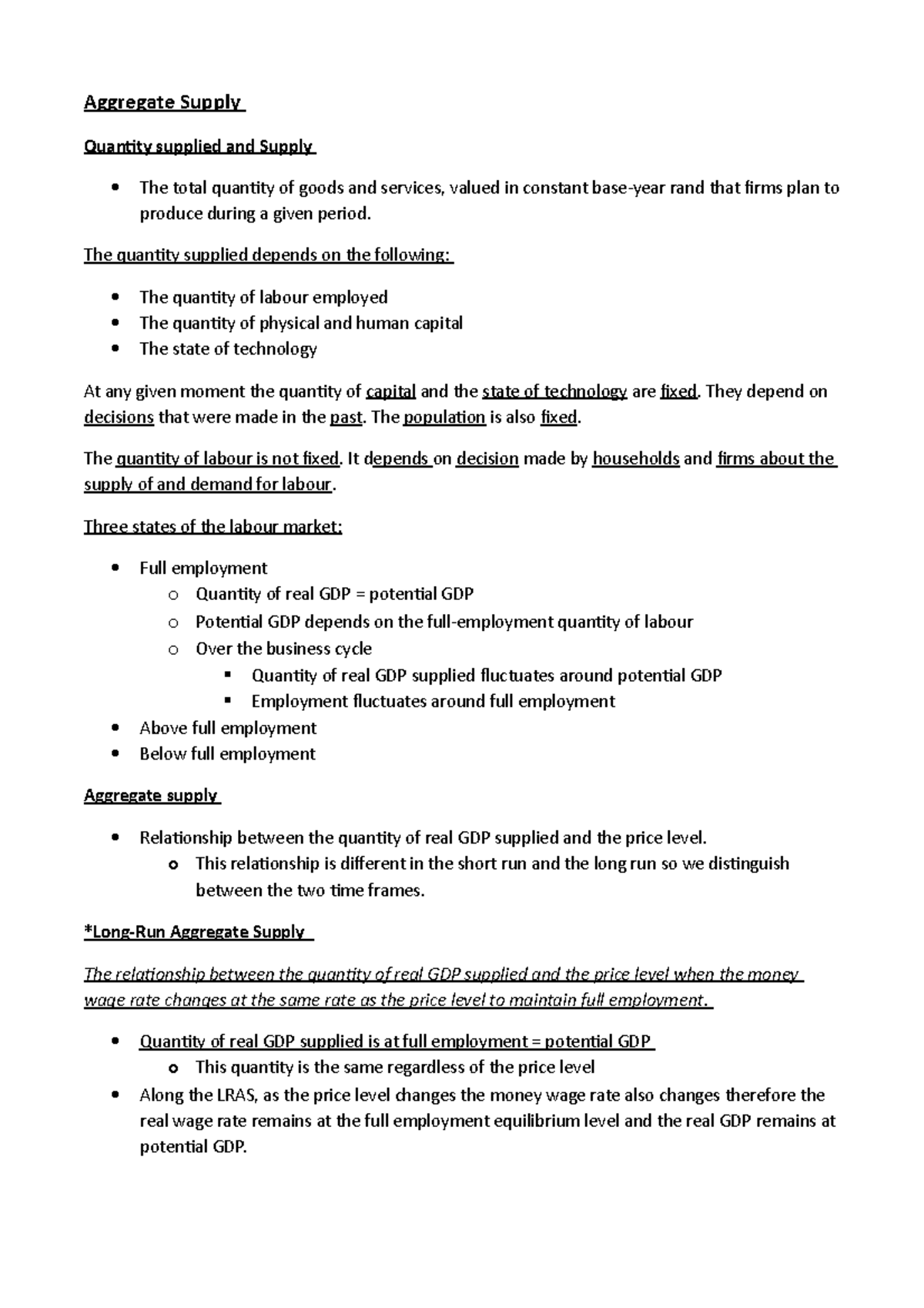 EC102 CHP 28 Lecture 8 Aggregate Supply - Aggregate Supply Quantity ...