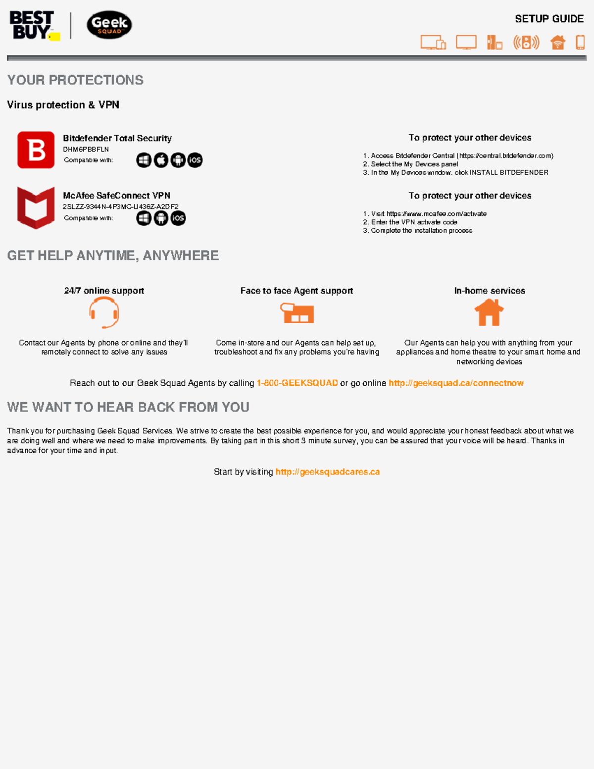 Geek Squad Setup Guide - geek - SETUP GUIDE YOUR PROTECTIONS Virus protection & VPN Bitdefender ...
