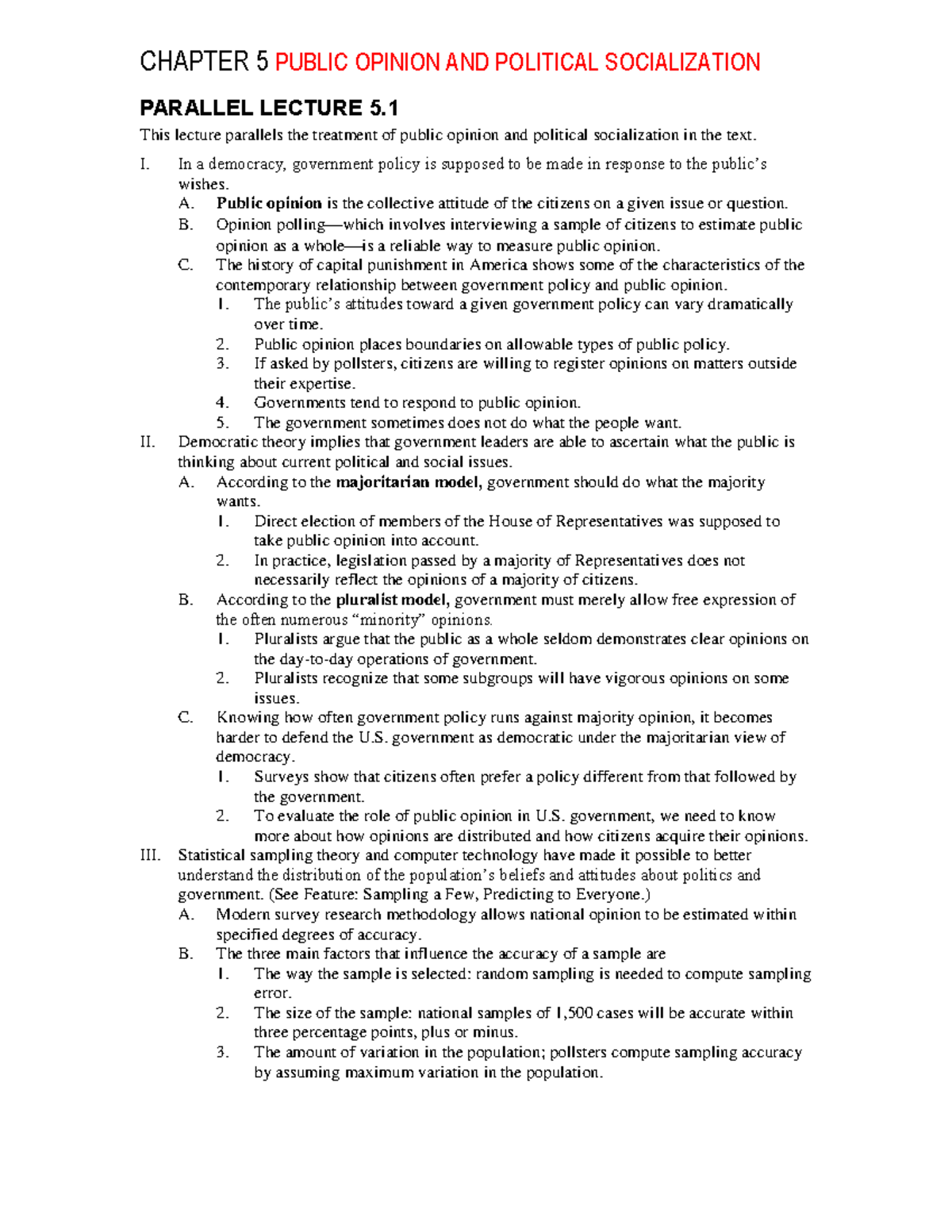 Ch05 Public Opinion and Political Socialization - CHAPTER 5 PUBLIC ...