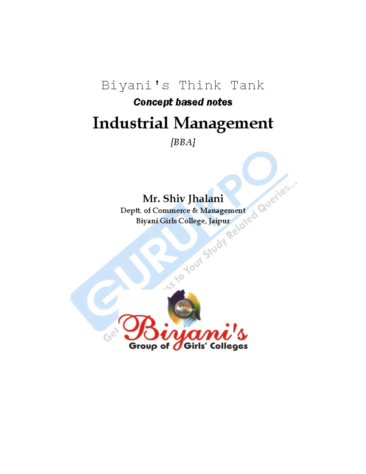Industrial Marketing - Biyani's Think Tank Concept based notes ...