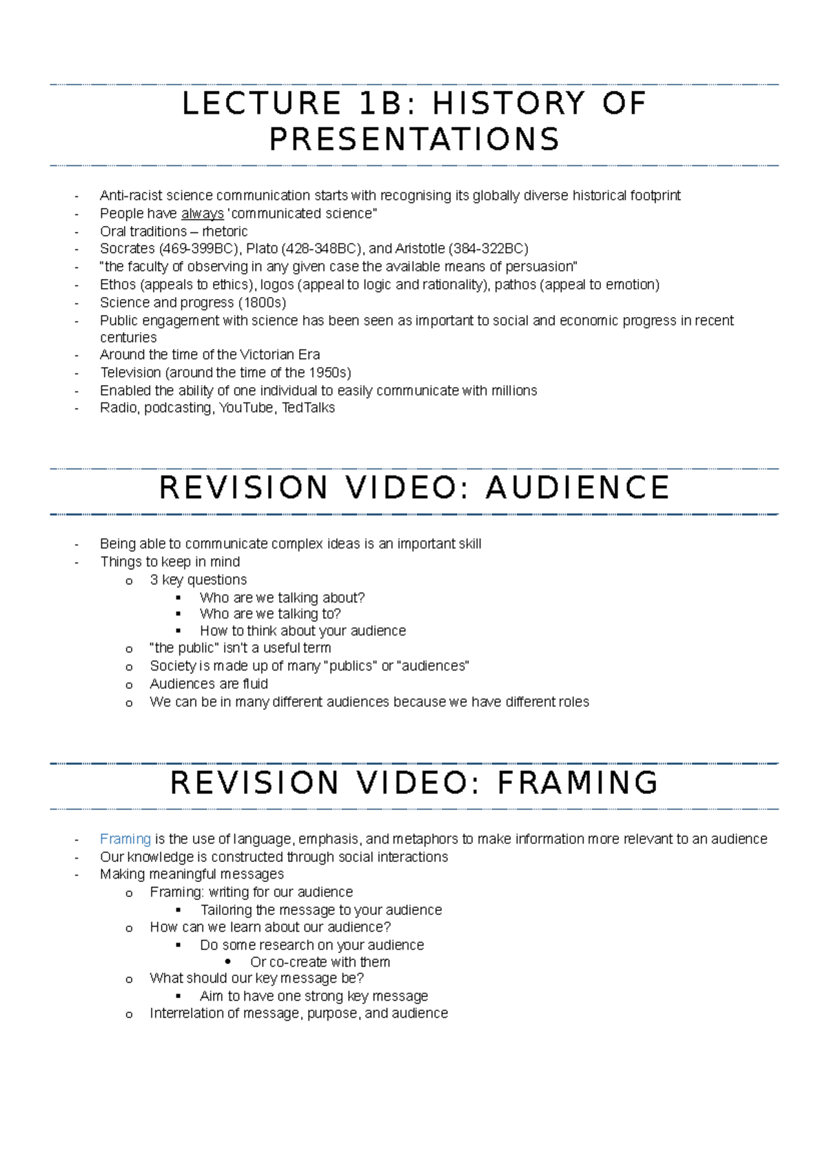 SCOM2205 - ignore - LECTURE 1B: HISTORY OF PRESENTATIONS Anti-racist science communication ...