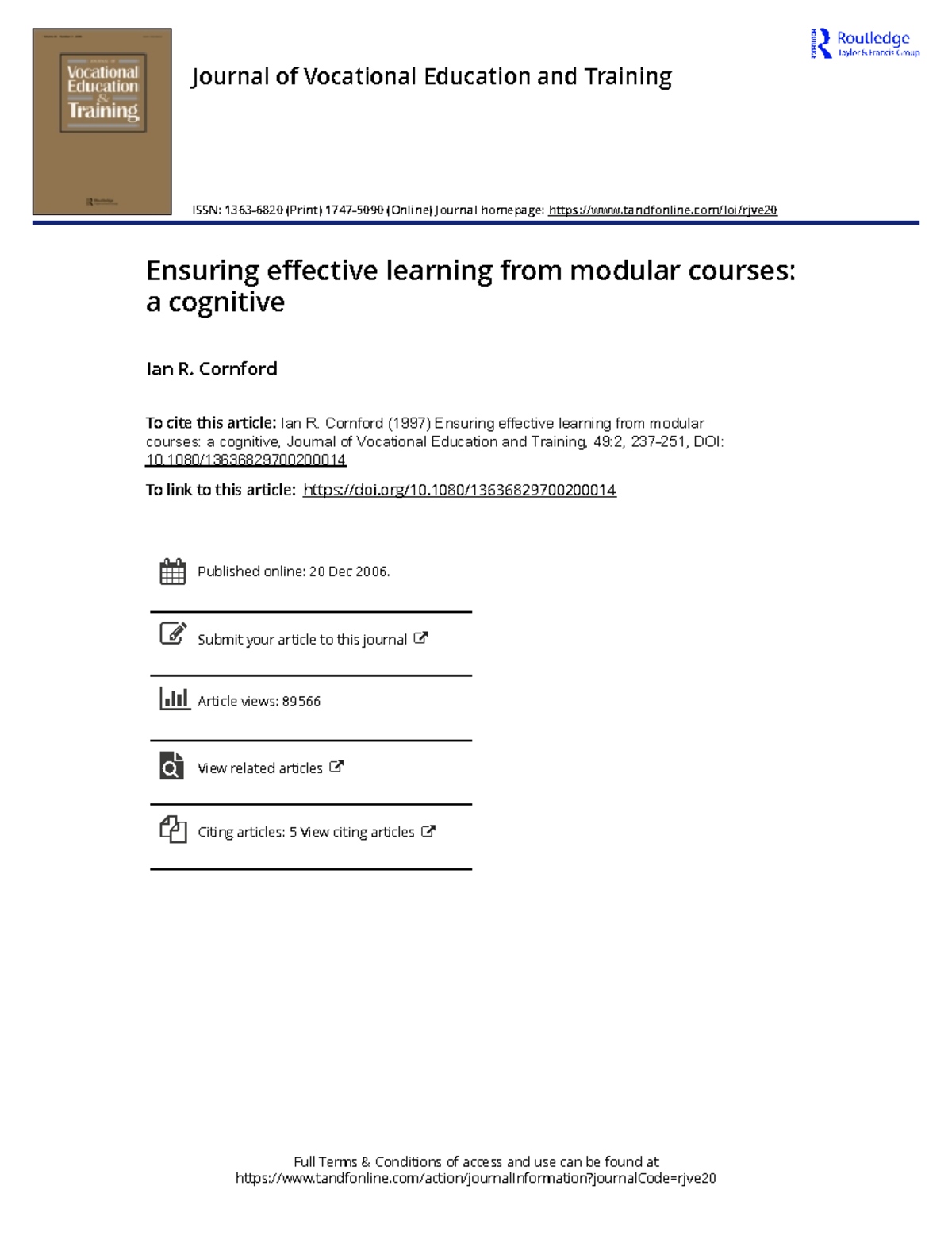 Ensuring effective learning from modular courses a cognitive - Full ...