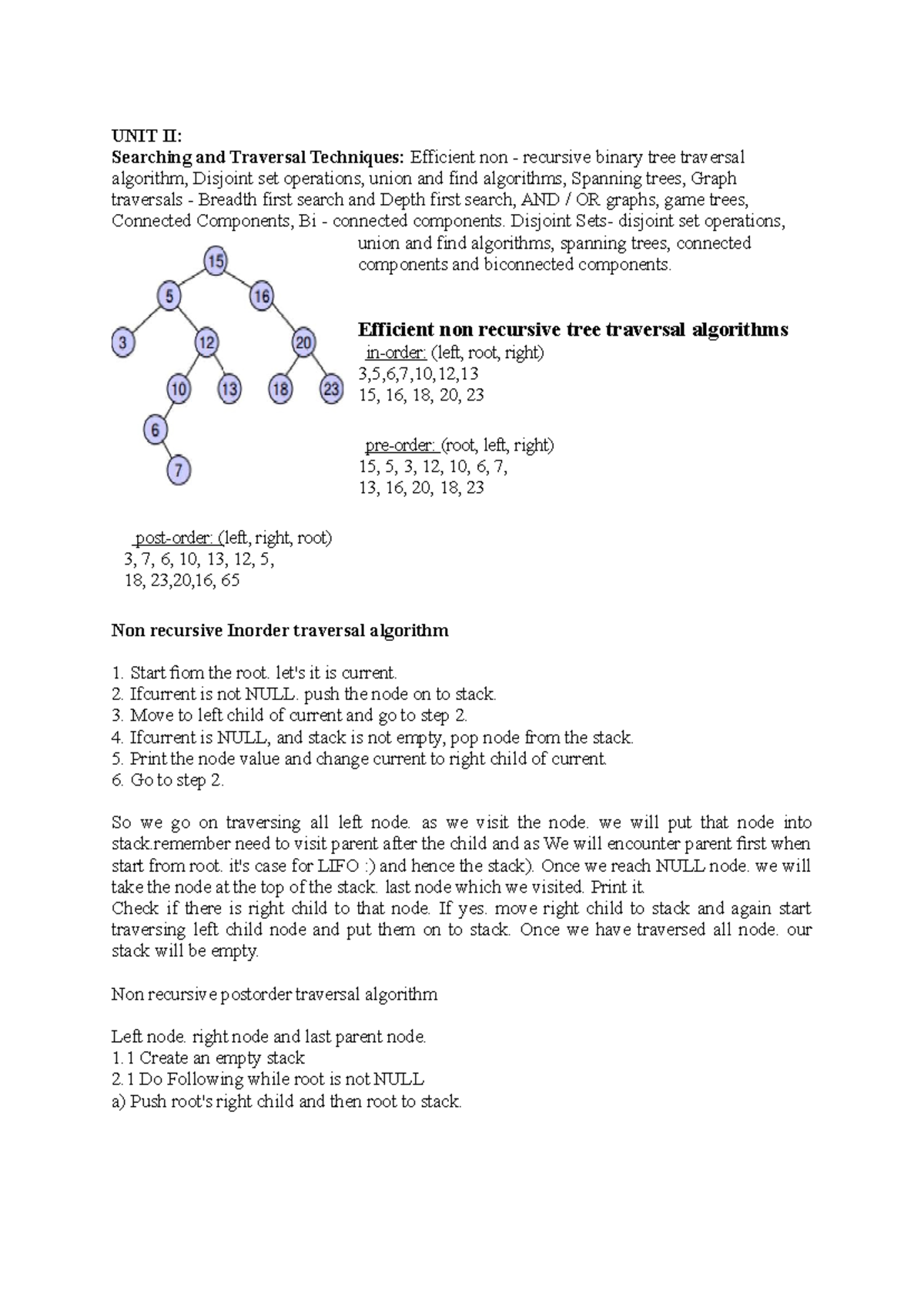 Design And Analysis Of Algorithm Searching And Traversal Techniques Unit Ii Searching And