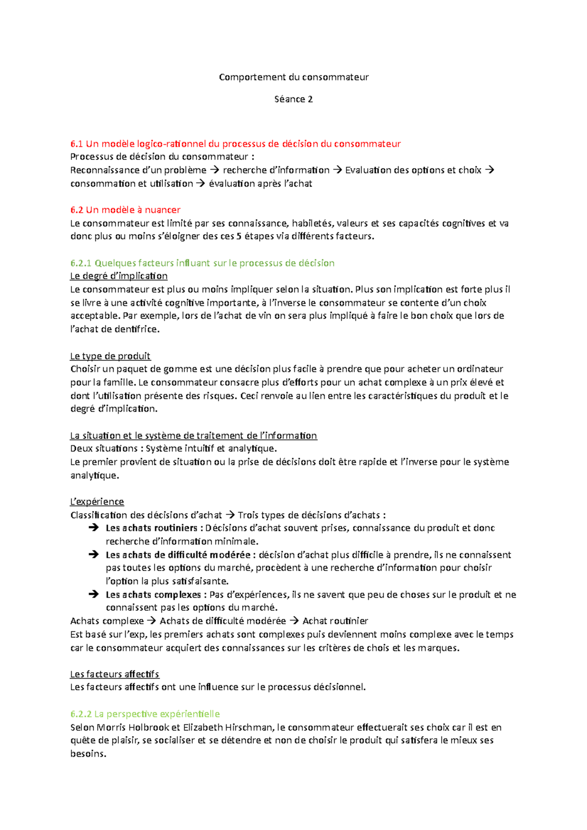 Comportement du consommateur - Comportement du consommateur Séance 2 6 ...
