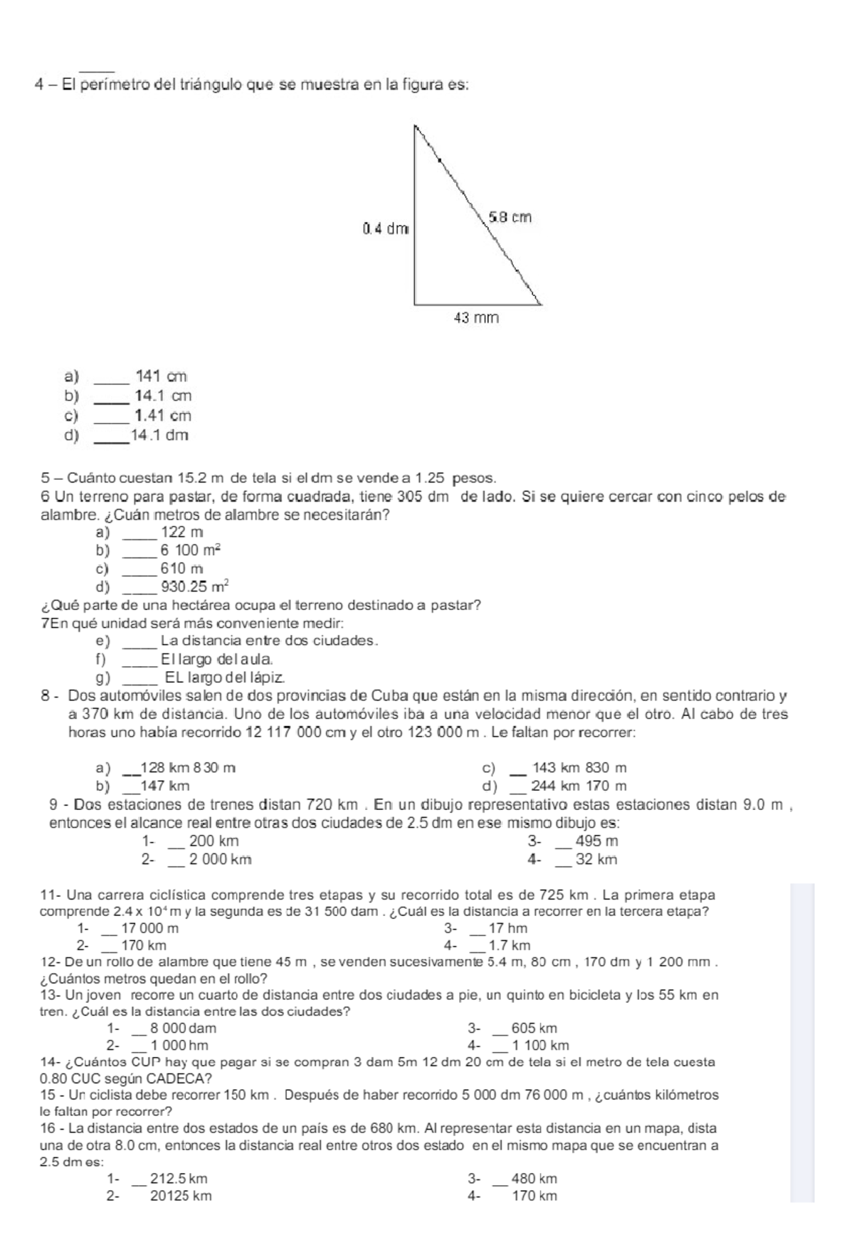 Ejerc simela sofi - 4 El perímetro del triángulo que se muestra en la ...