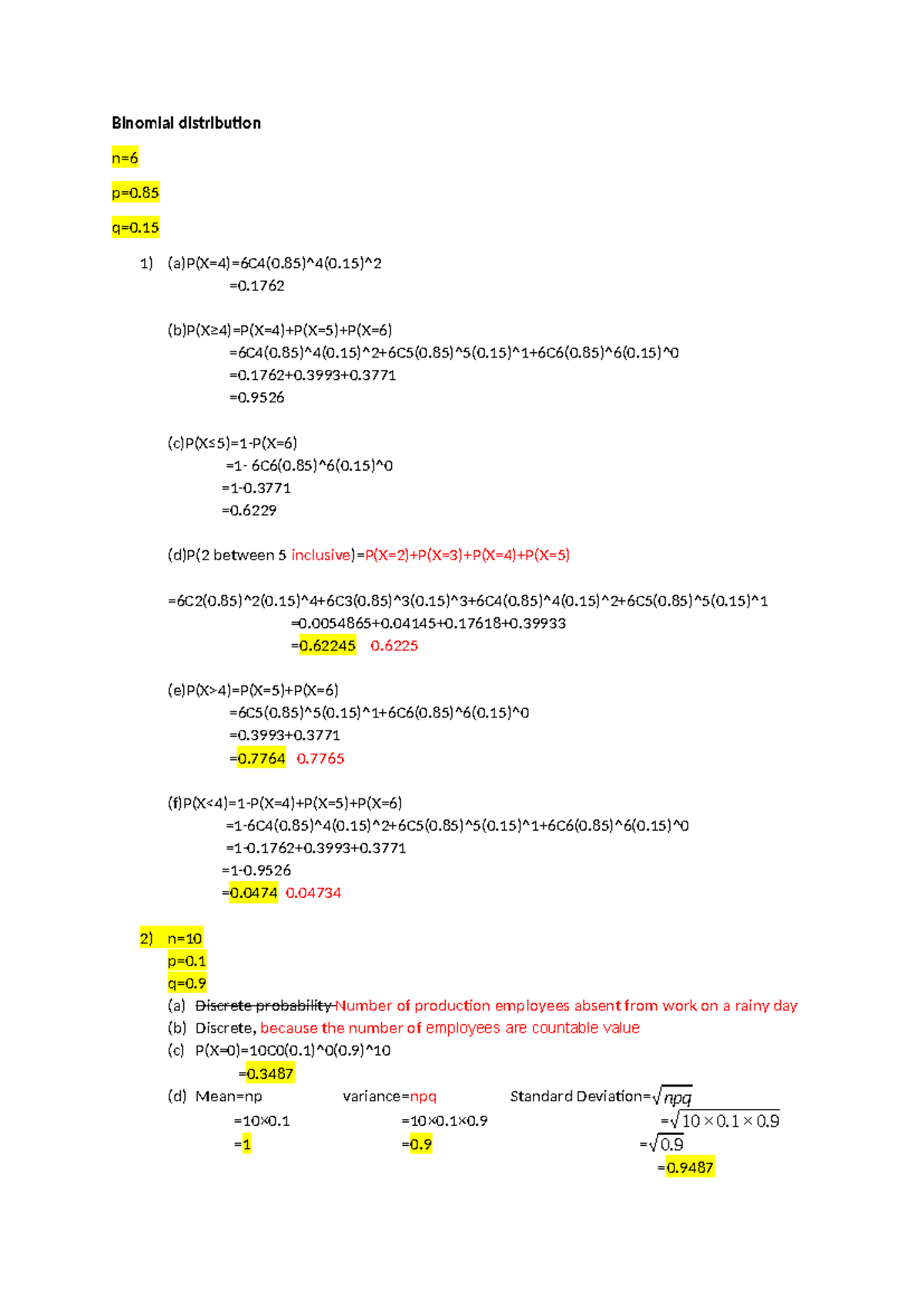 QS Tutorial 4 - Practical - Binomial distribution (a) Discrete ...