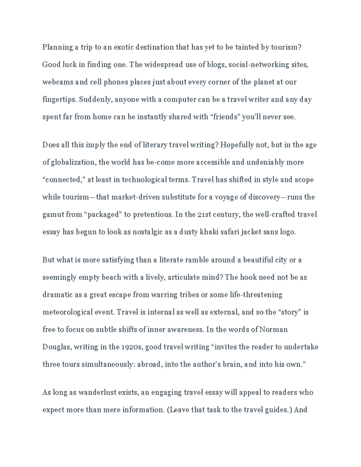 Essay about travel 2024 - Planning a trip to an exotic destination that ...