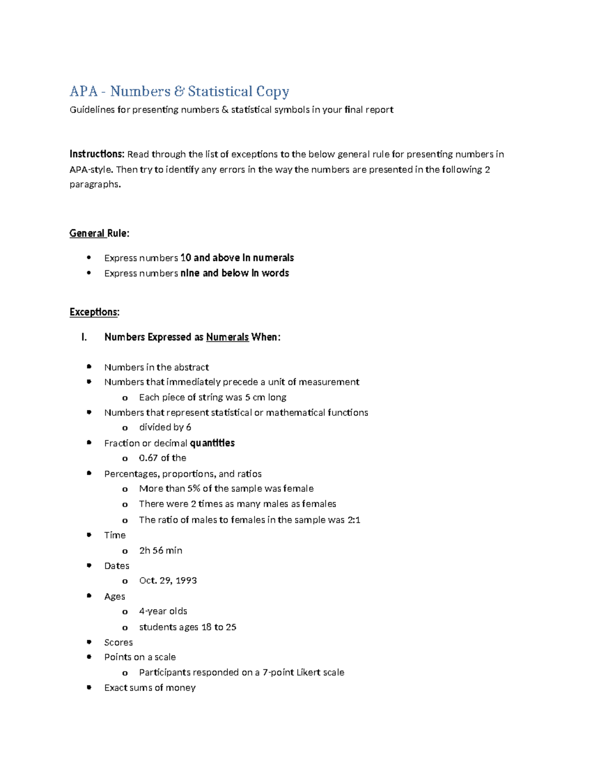 Activity 5a - Numbers in APA - APA - Numbers & Statistical Copy ...