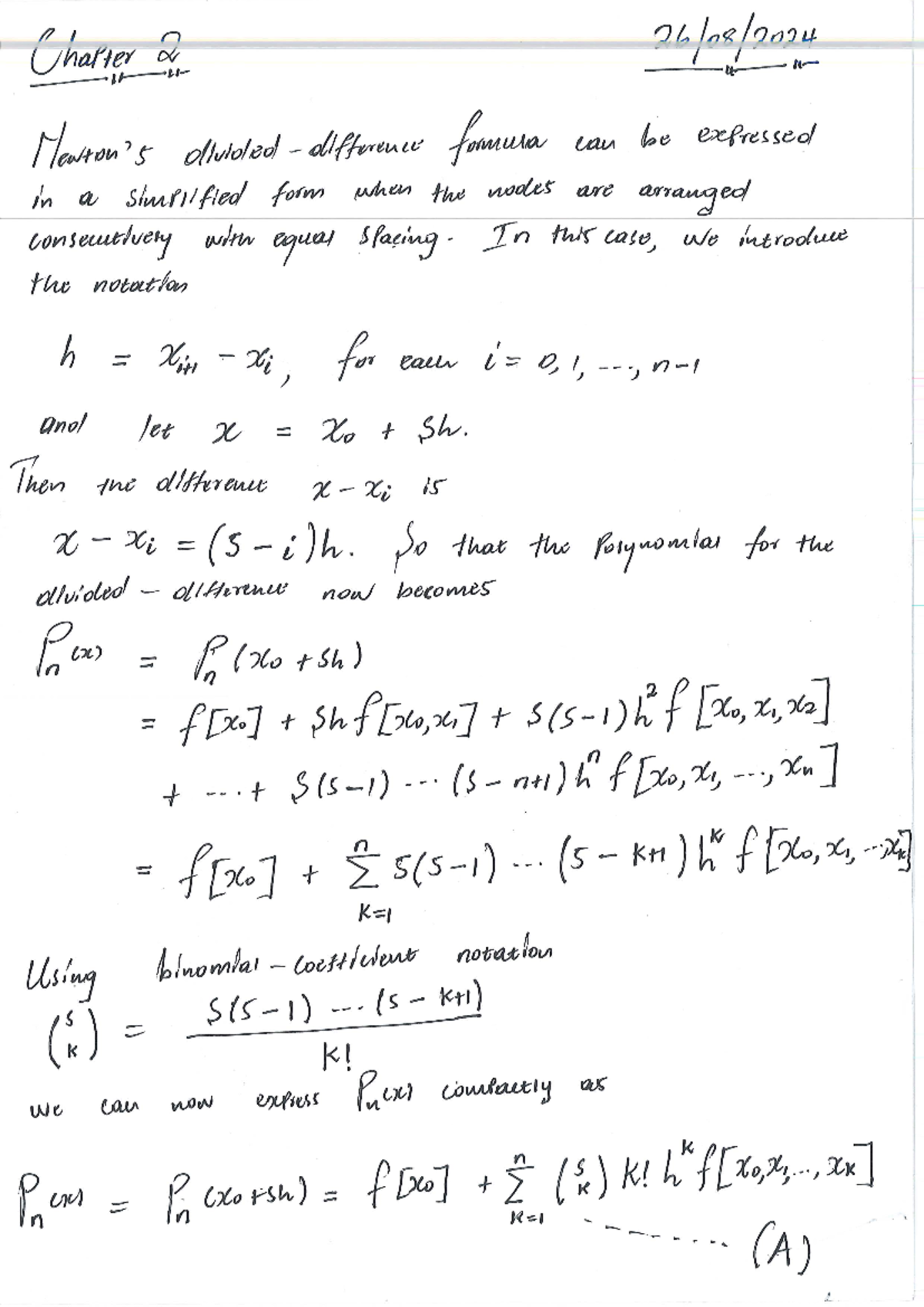 Newton forward-and backward difference formulas - Chapter 2 divided ...