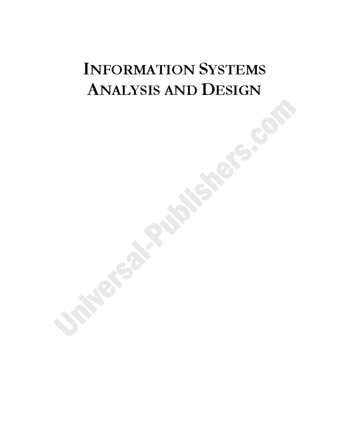 information systems and design - INFORMATION SYSTEMS ANALYSIS AND DESIGN Information Systems ...