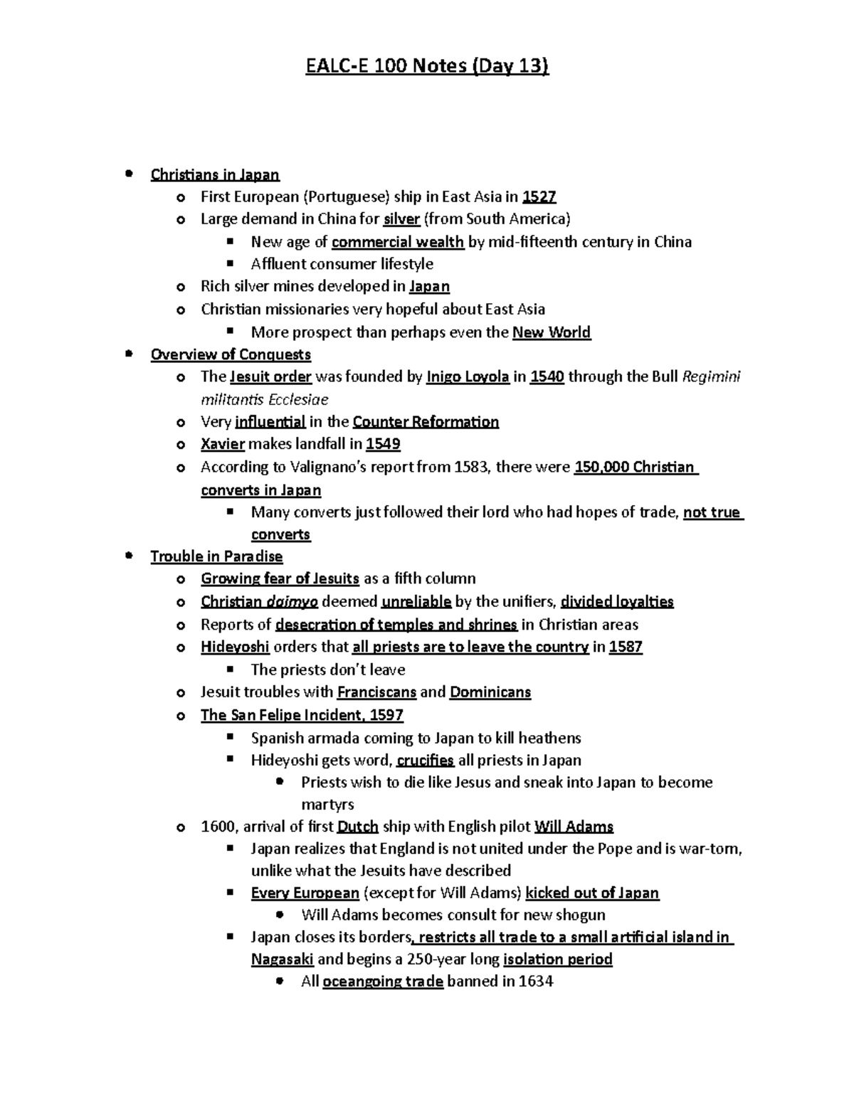 EALC-E 100 Notes (Day 13- Lecture) - EALC-E 100 Notes (Day 13 ...