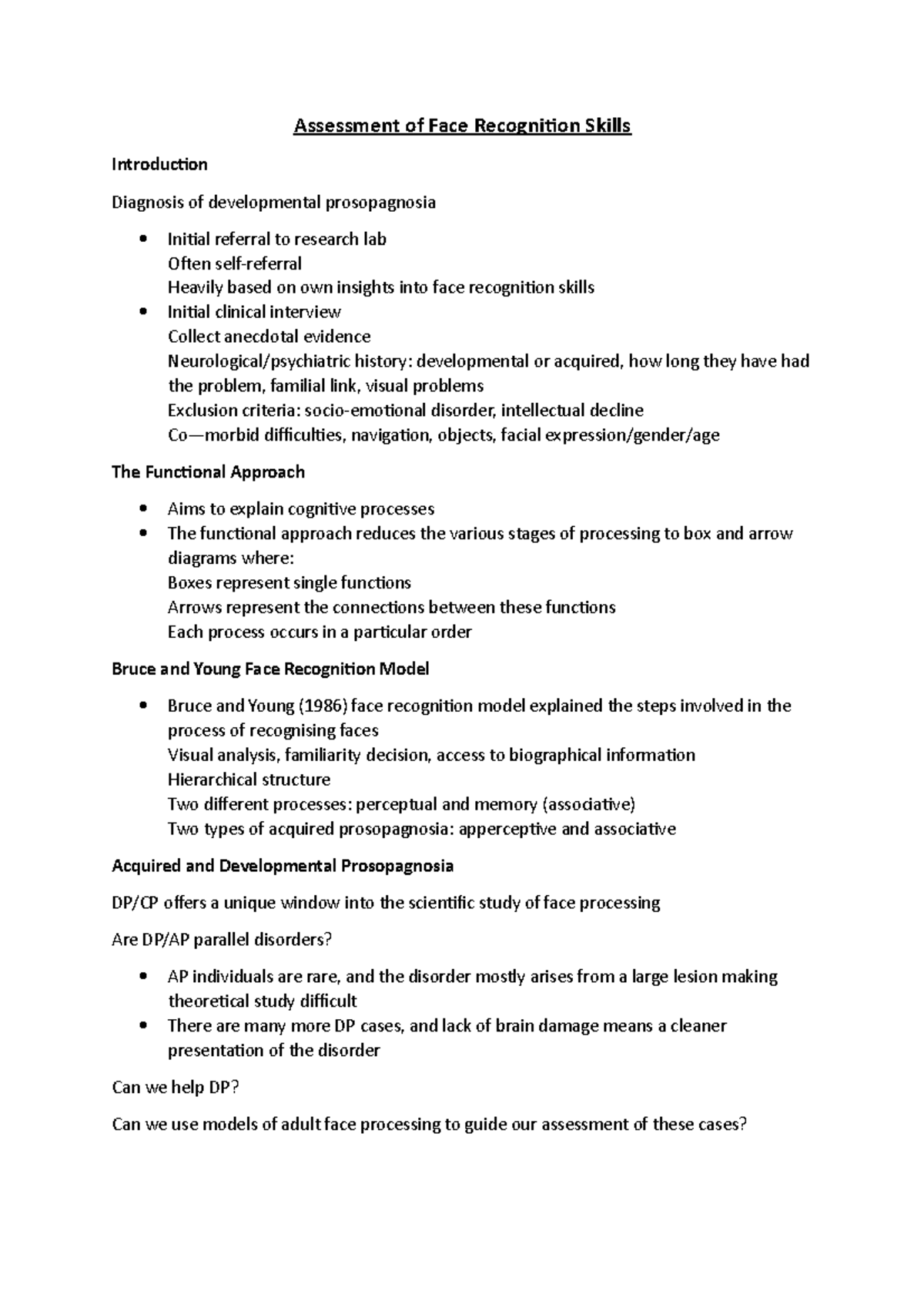 Assessment of Face Recognition Skills 2 - Assessment of Face ...