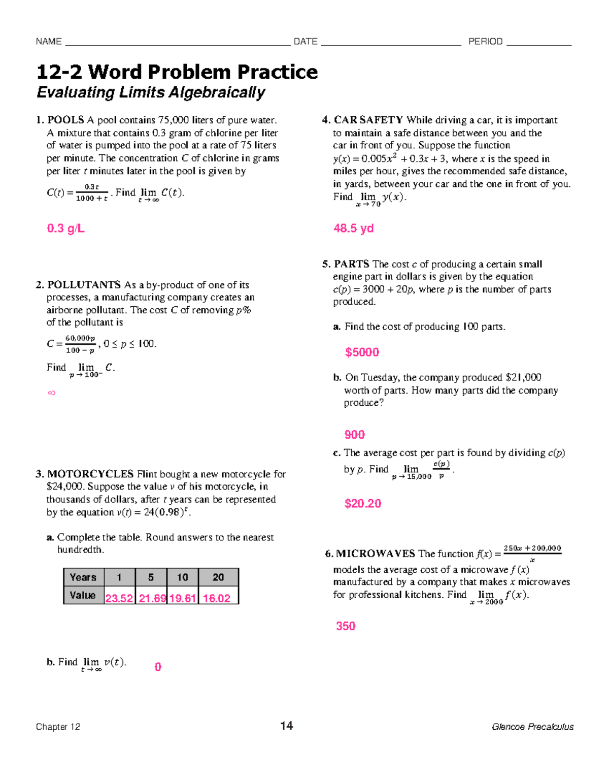 Word+Problem+Solutions 2 - NAME ...