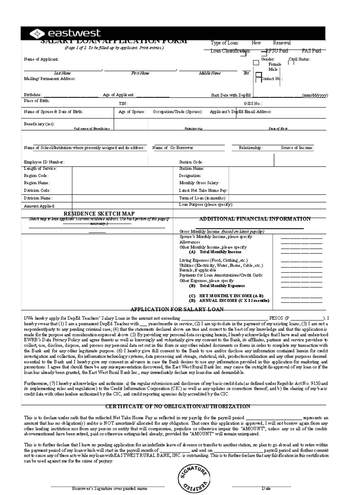 New-application-form-03 compress - SALARY LOAN APPLICATION FORM (Page 1 of 2. To be filled-up by ...