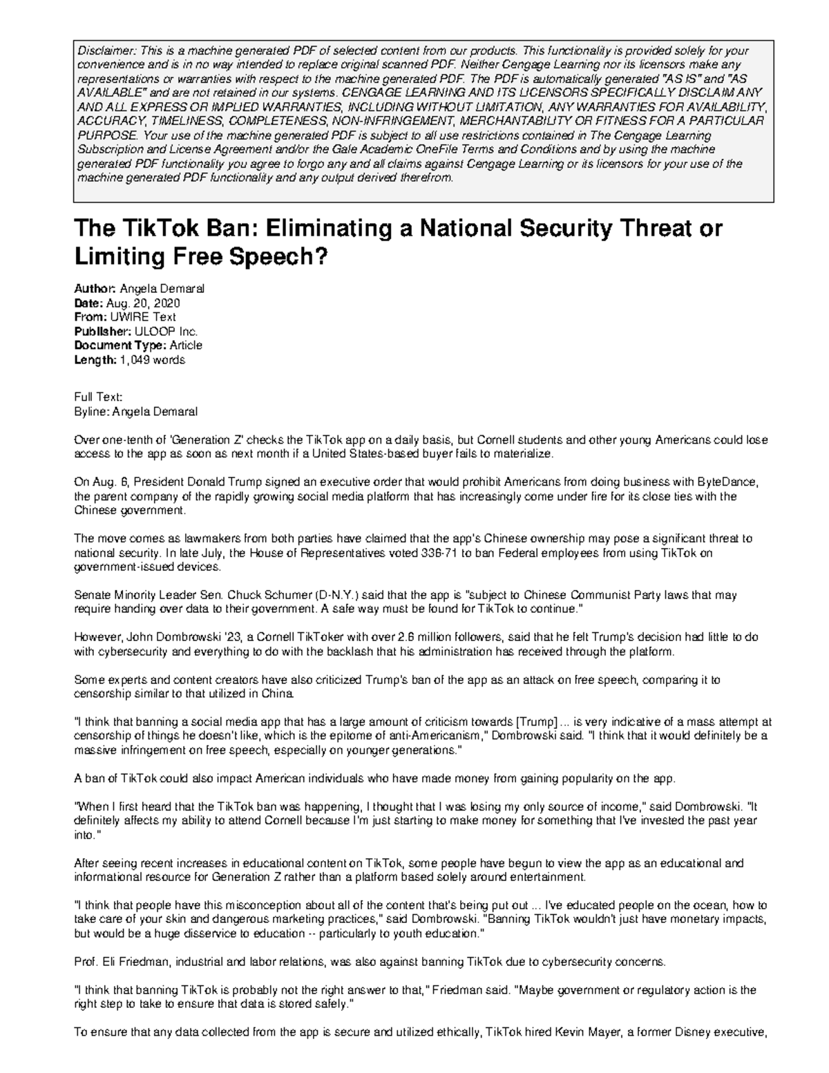 The Tik Tok Ban Eliminating a N - Disclaimer: This is a machine ...