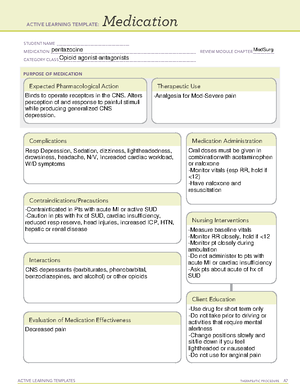 Naloxone Med Sheet - ACTIVE LEARNING TEMPLATES TherapeuTic procedure A ...