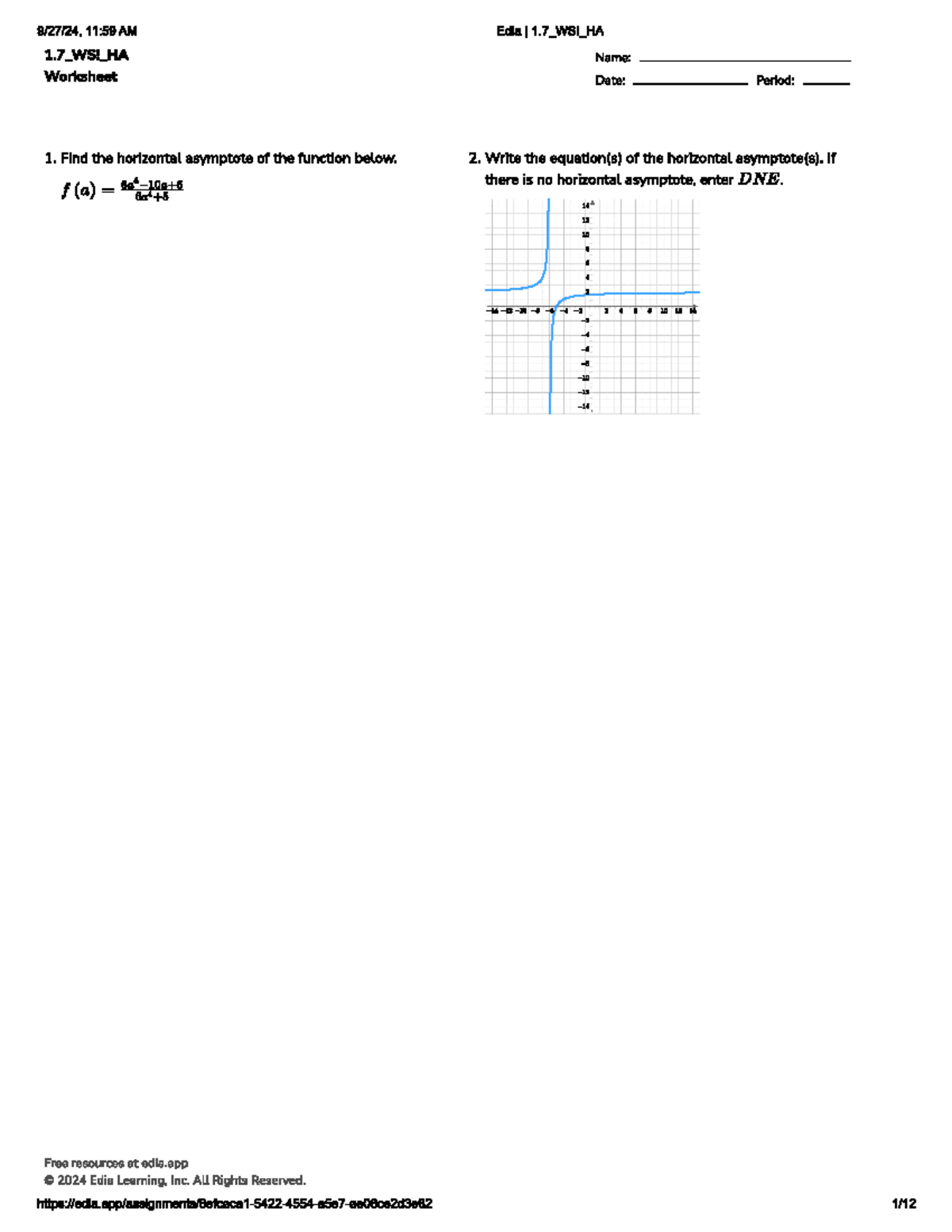 1 7 Rational Functions And End Behaviour 11 59 Am Edia I 1 Ws Ha 1