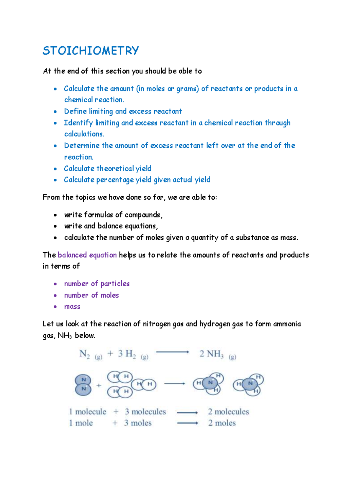 Stoichiometry Lesson 2022 - STOICHIOMETRY At the end of this section ...