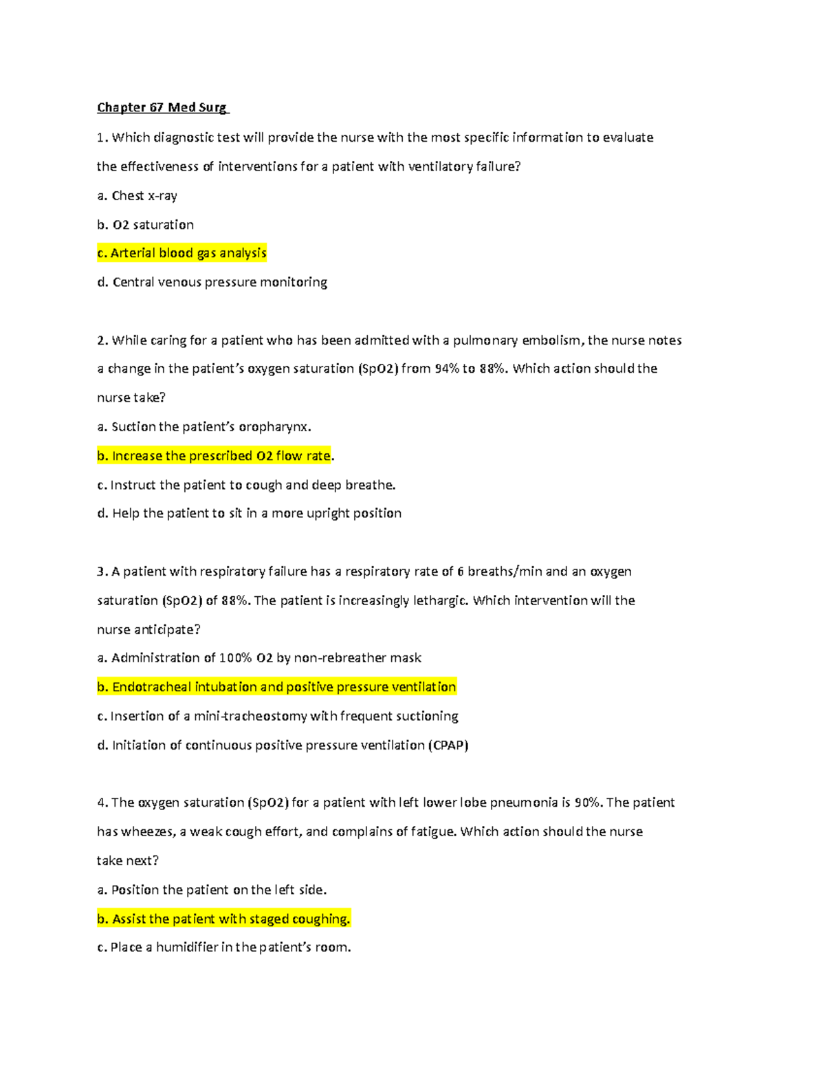Med Surg Chapter 67 test review - Chapter 67 Med Surg Which diagnostic ...