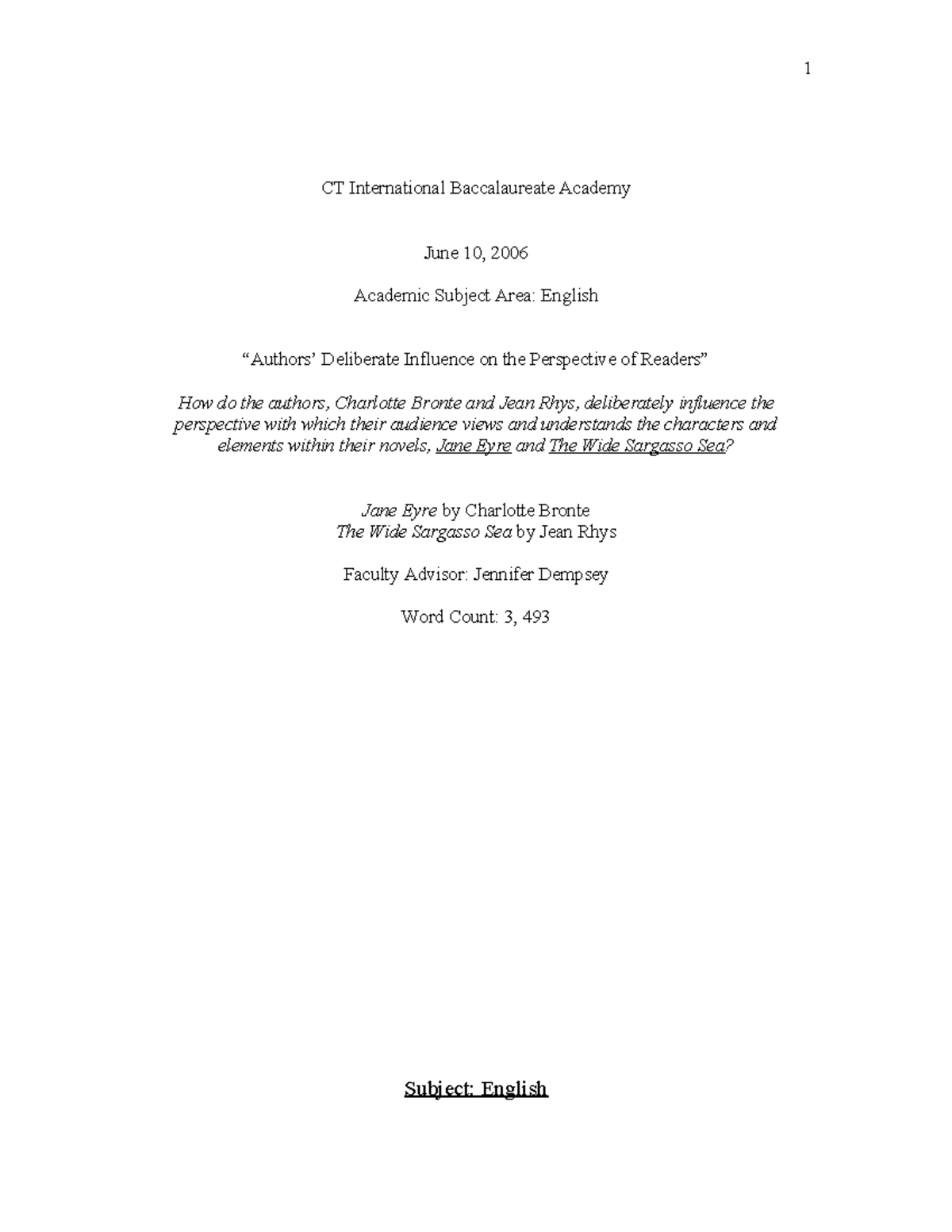 EE English exemplar 4 - for IB exams - CT International Baccalaureate ...